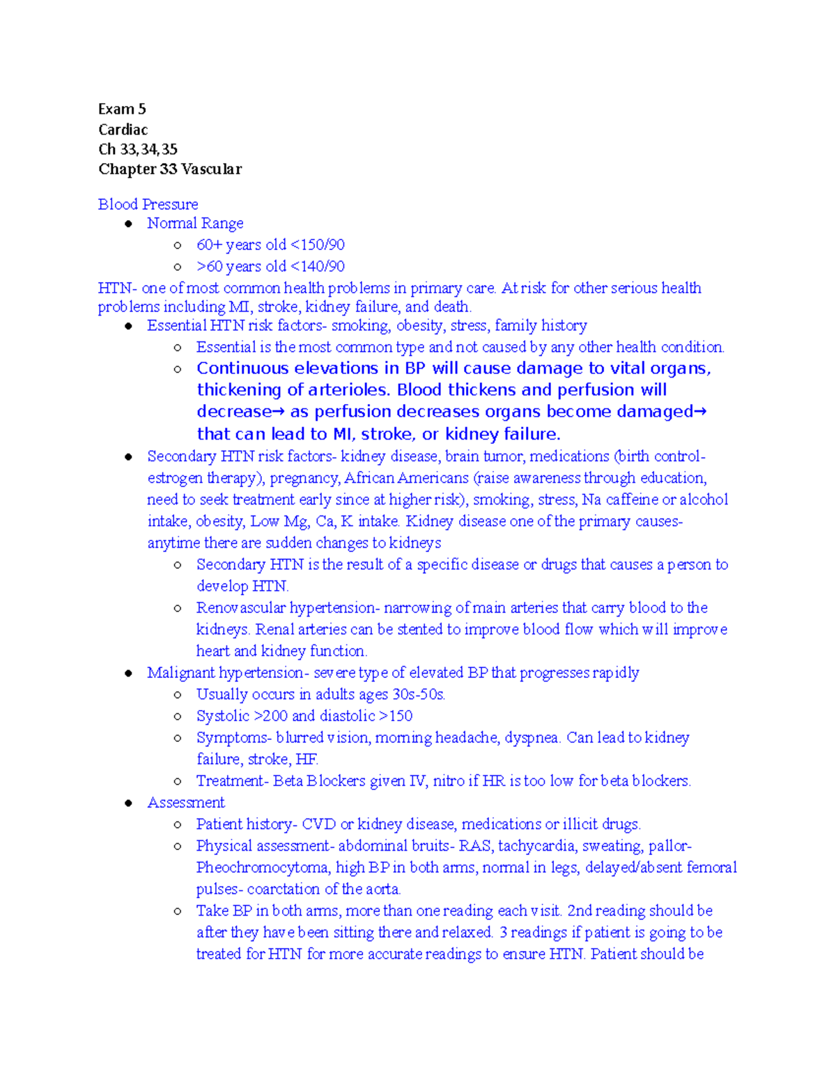 Exam 5 med surg - For exams - Exam 5 Cardiac Ch 33,34, Chapter 33 ...