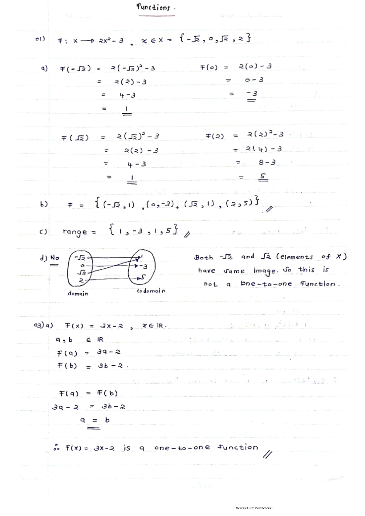 Functions excercise - Essential Mathematics - Studocu