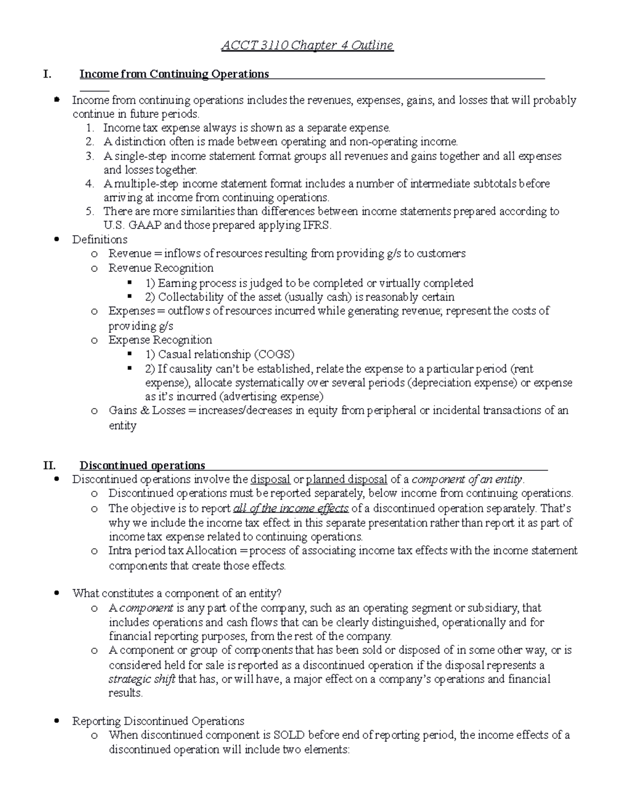 Outline - Chapter 4 - Professor Zining Li. Each document includes book ...