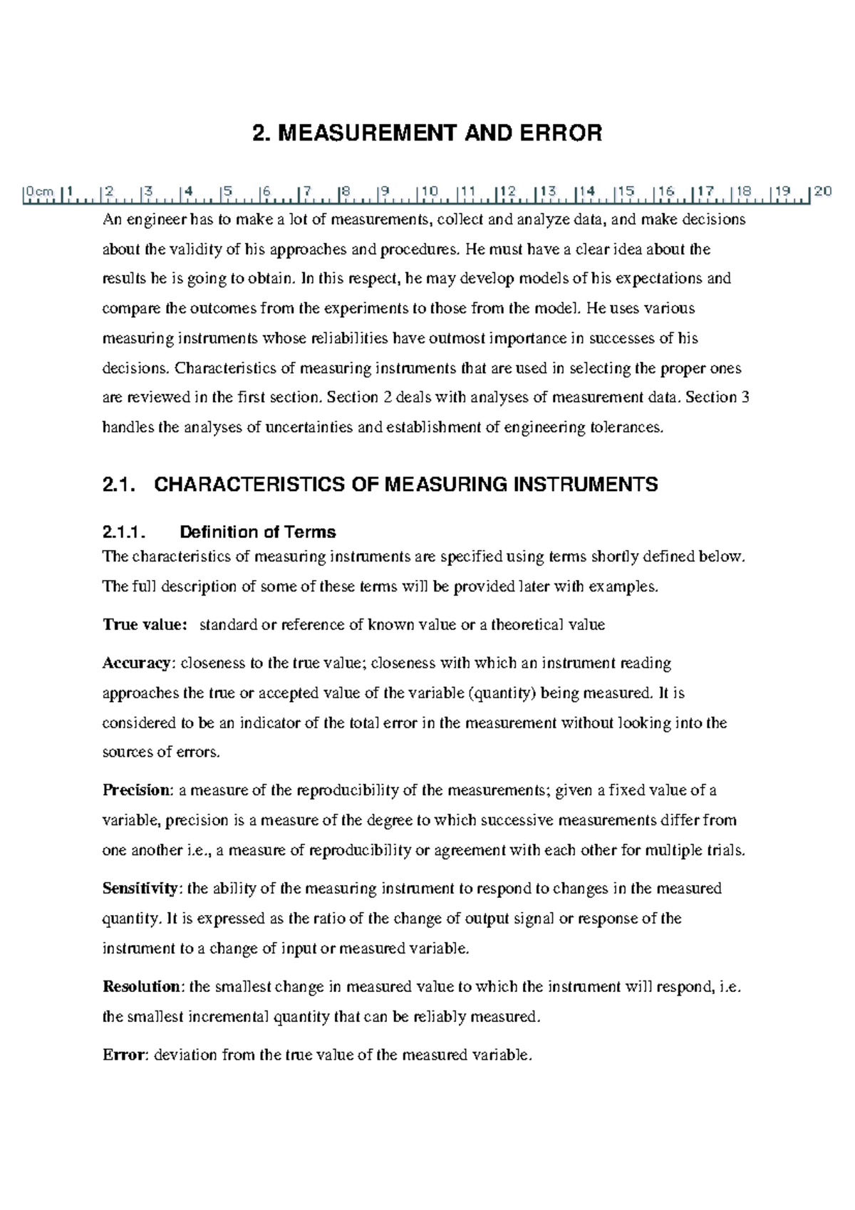 2 Measurement and Error - 2. MEASUREMENT AND ERROR An engineer has to ...