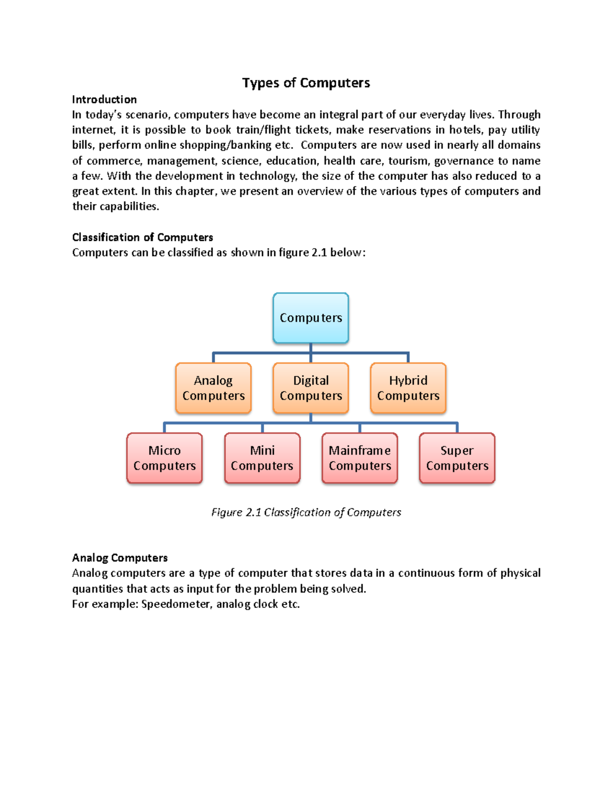 2.Types of computer - Types of Computers Introduction In today’s ...