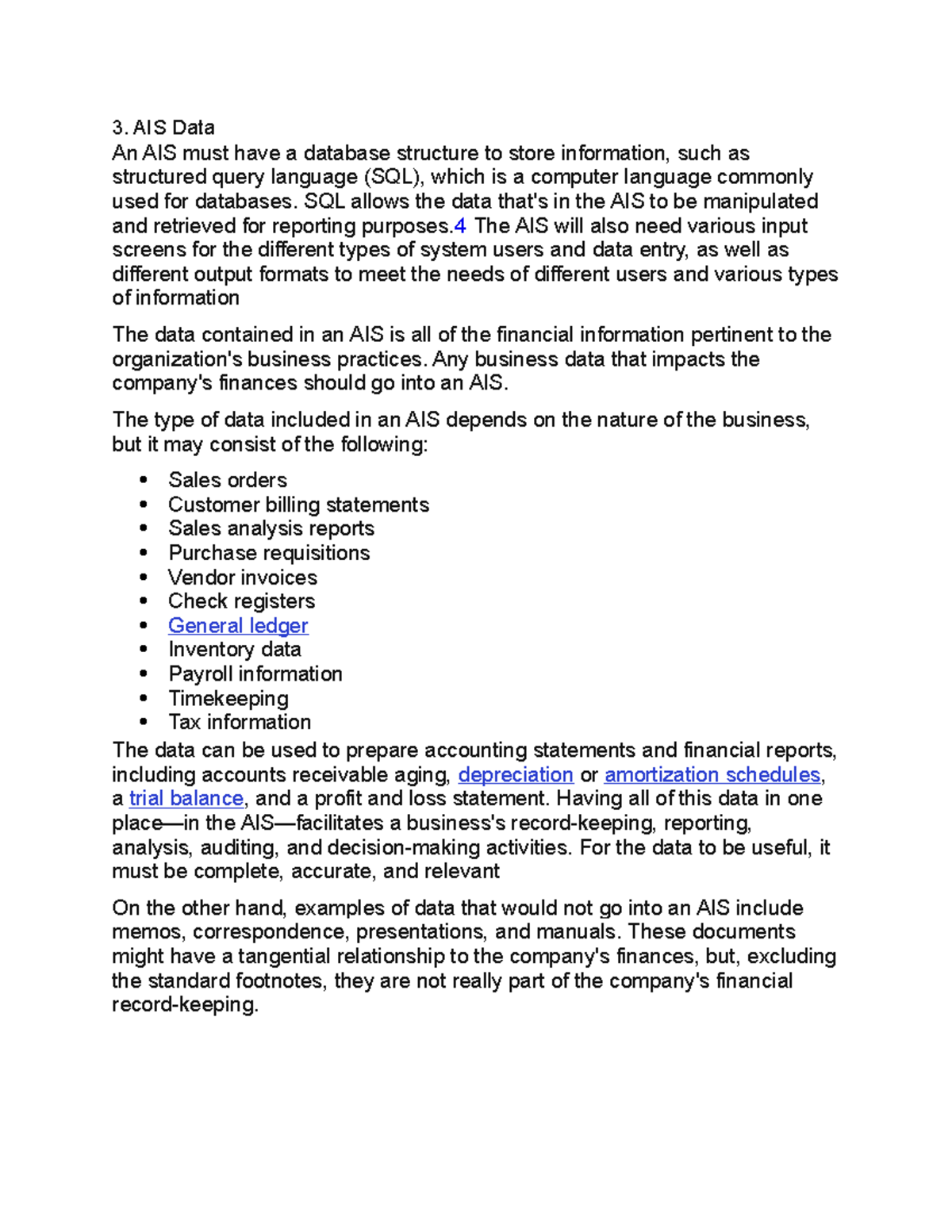 AIS-Data - An AIS must have a database structure to store information, such as structured - AIS ...