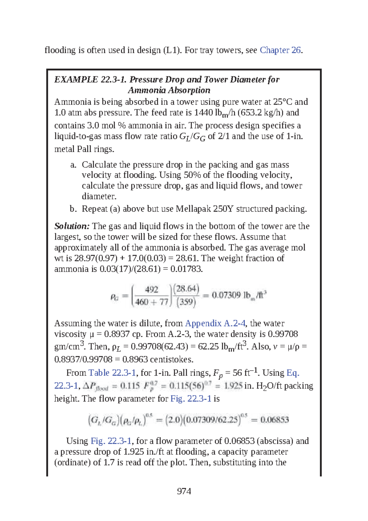 Geankoplis BOOK chapter 22 example packed tower diamateer - IORRGLQJ LV ...