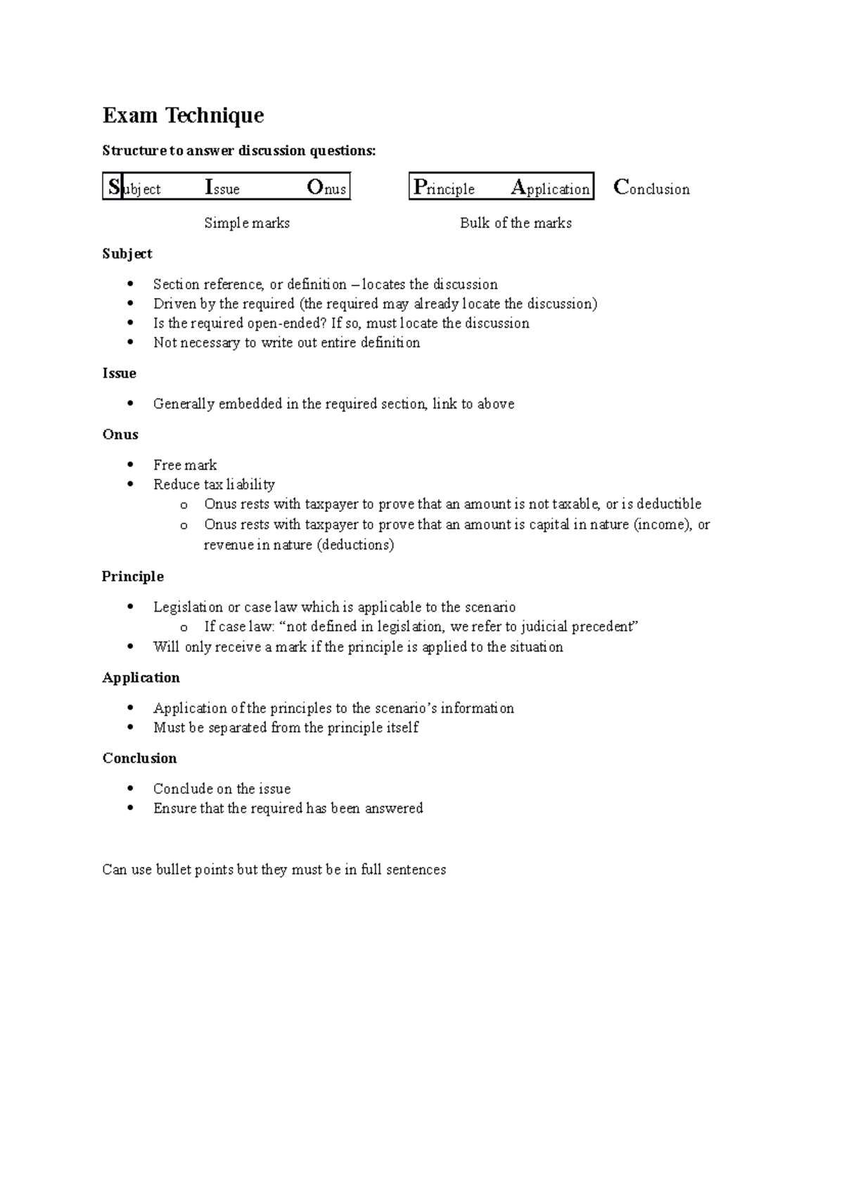 Tax Examples + Exam Technique - Exam Technique Structure to answer ...