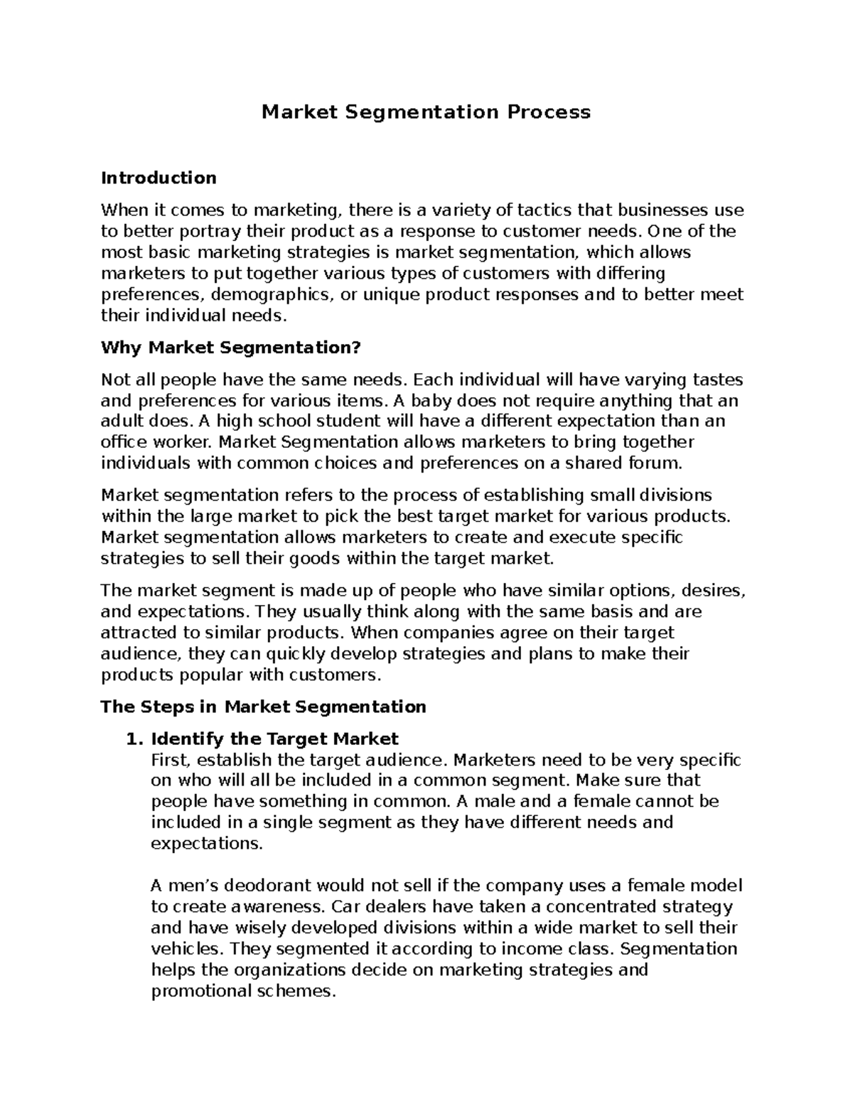 Market Segmentation Process - Market Segmentation Process Introduction ...