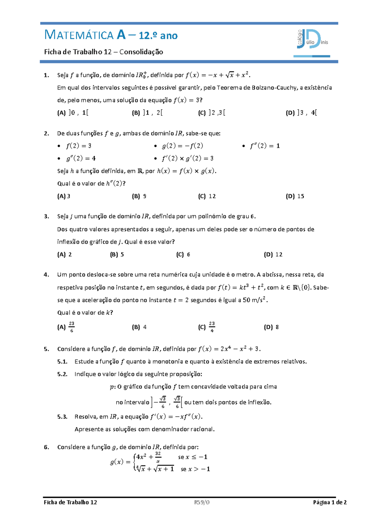 FT12 consolidação - nao tem - Ficha de Trabalho 12 R59/0 Página 1 de 2 ...