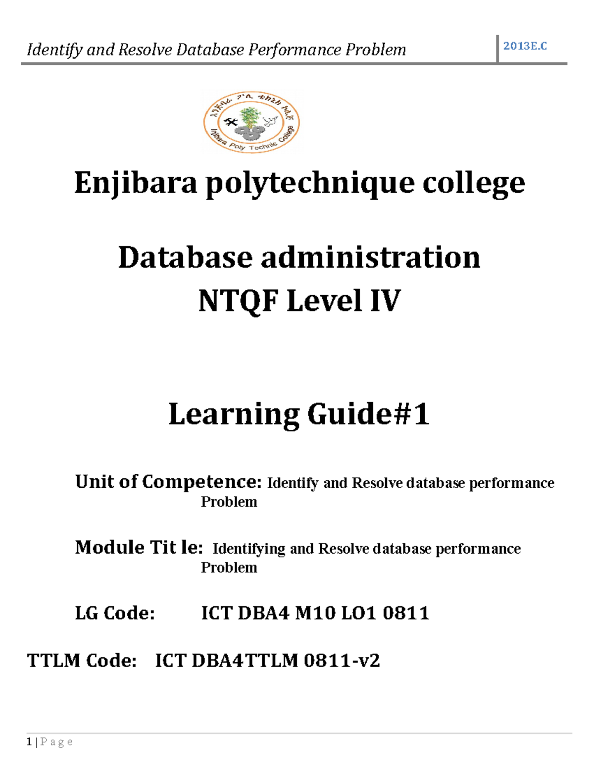 Identify and Resolve Database Performance Problems - Identifying Diagnose Tool based on - Studocu