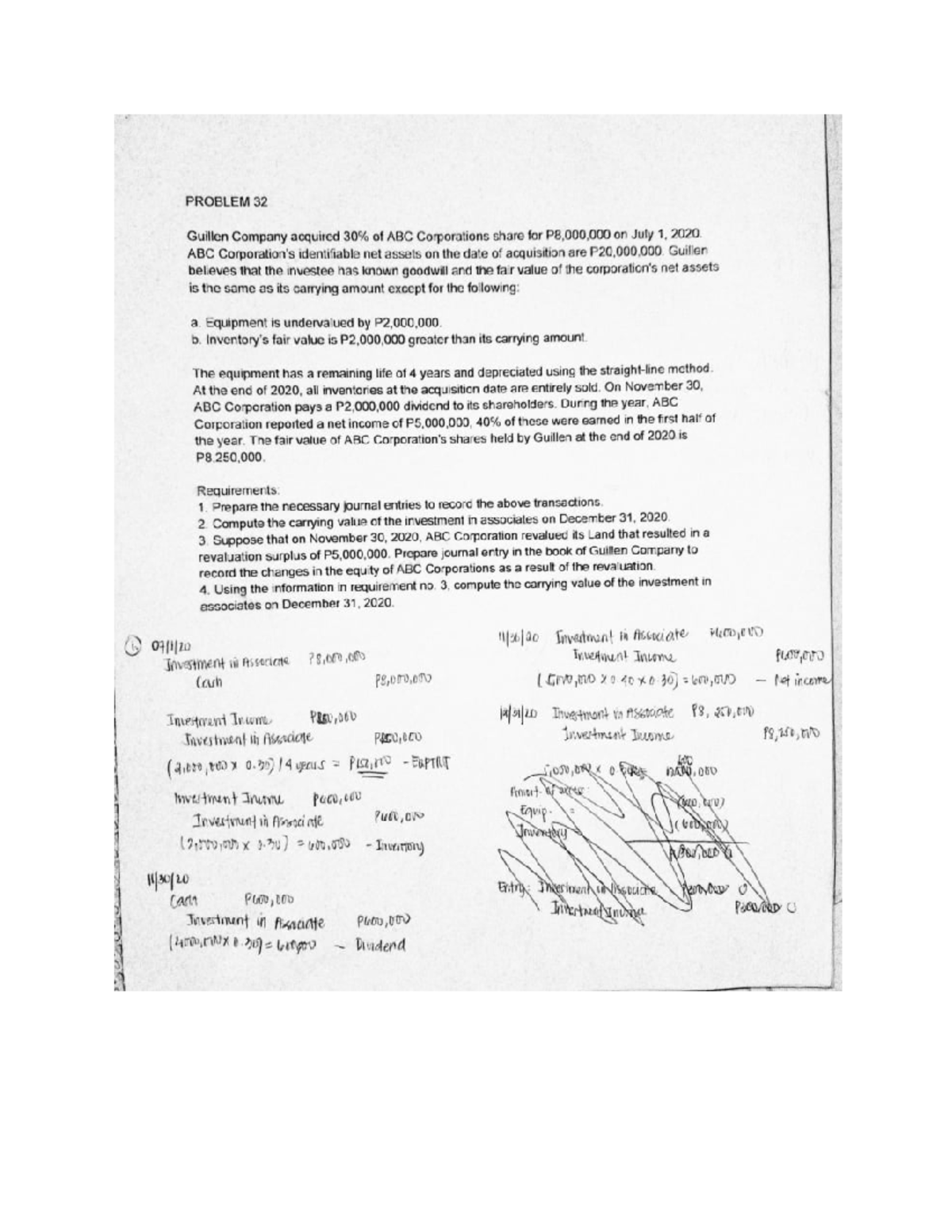 Investment In Associate Answers - Bachelor of Science in Accountancy ...