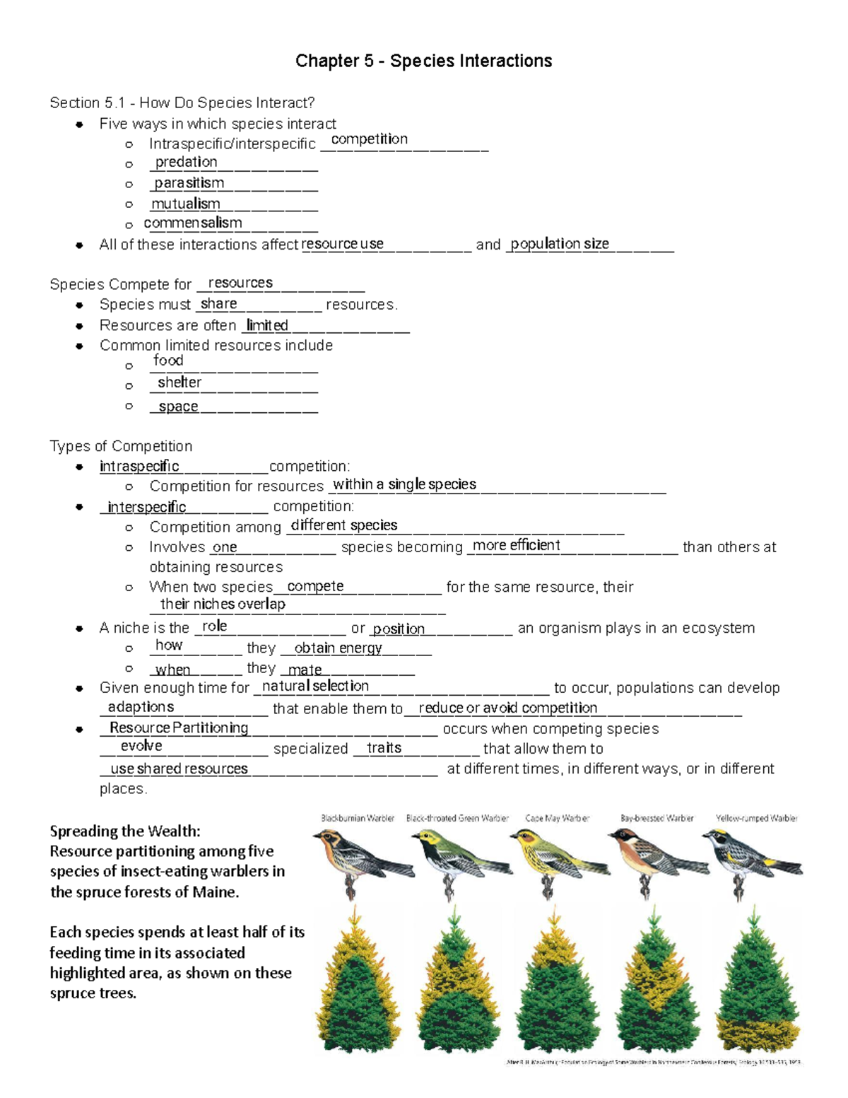 Unit 2 Topic 2 Ecosystems - Chapter 5 - Species Interactions Section 5 ...