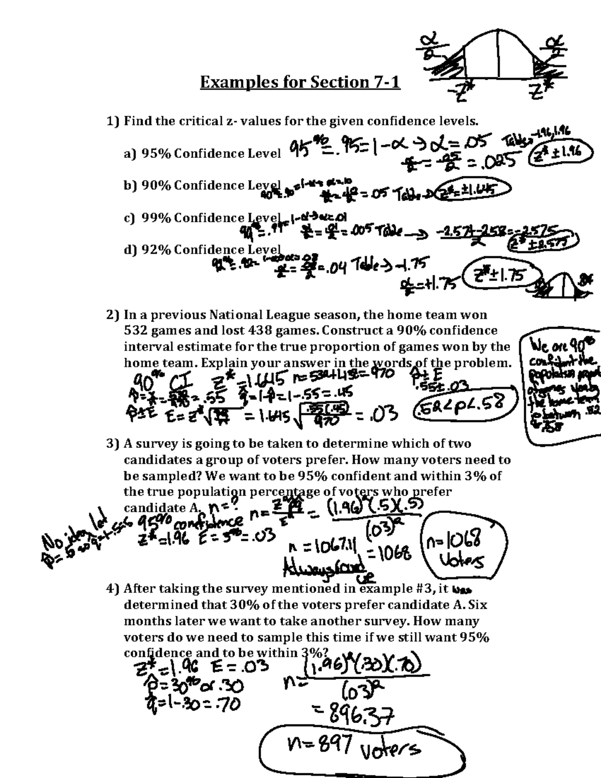 Ex; Sec 7-1 - Material given in class. - Examples for Section 7- Find ...