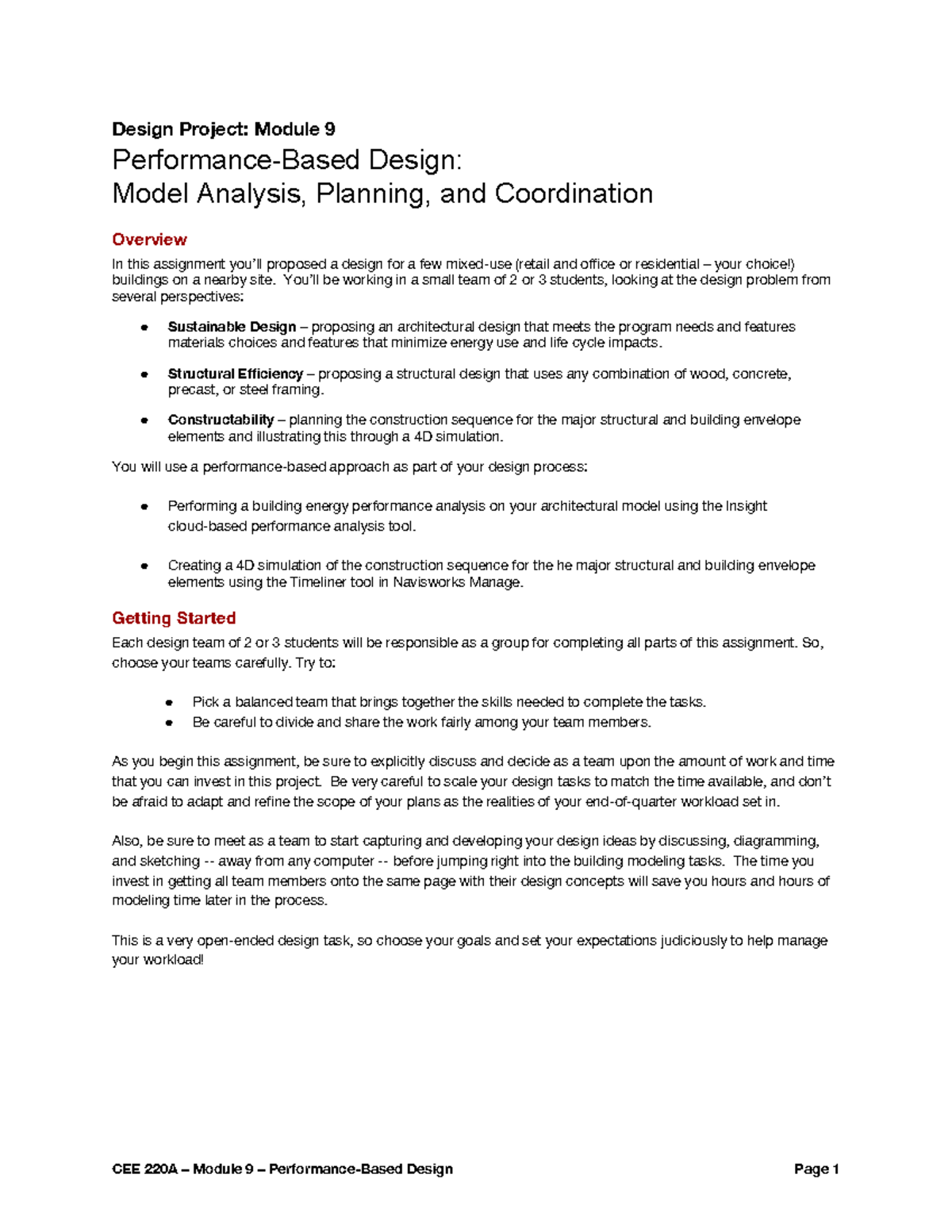 Design Project - Module 9 - Performance-Based Design - Group Project ...
