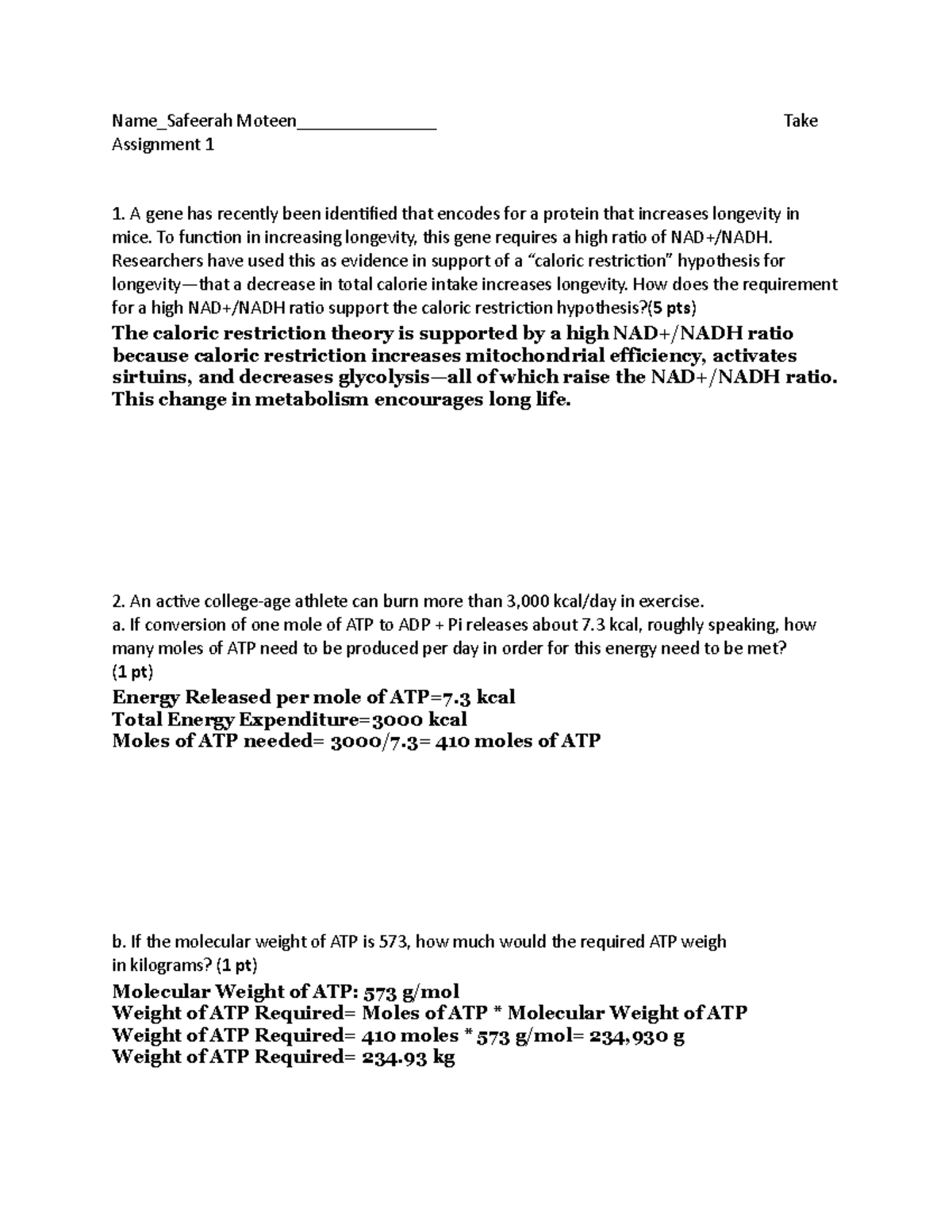 BIO 101 EC - extra credit - Name_Safeerah Moteen_______________ Take ...