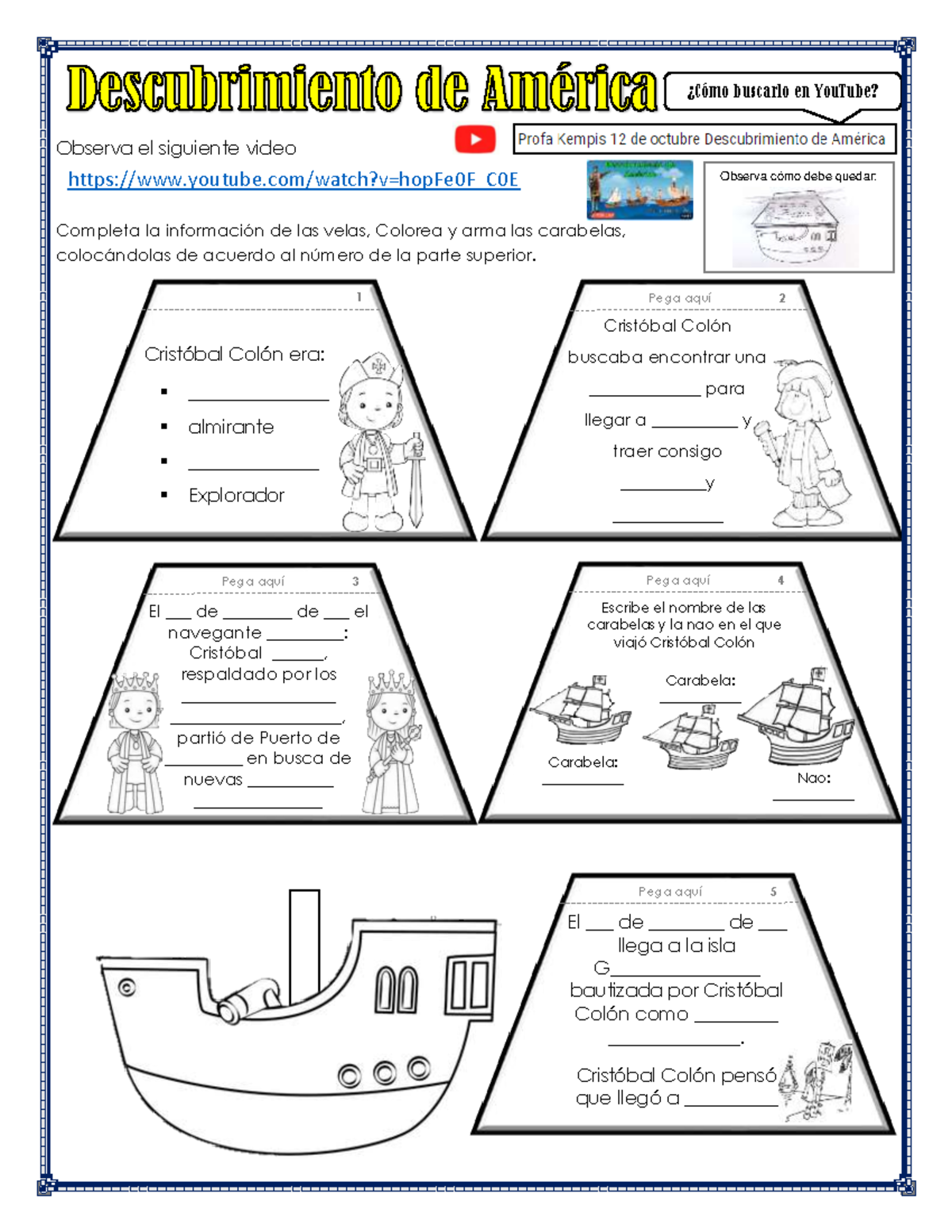 Actividades descubrimiento de América Profa Kempis - Observa el ...