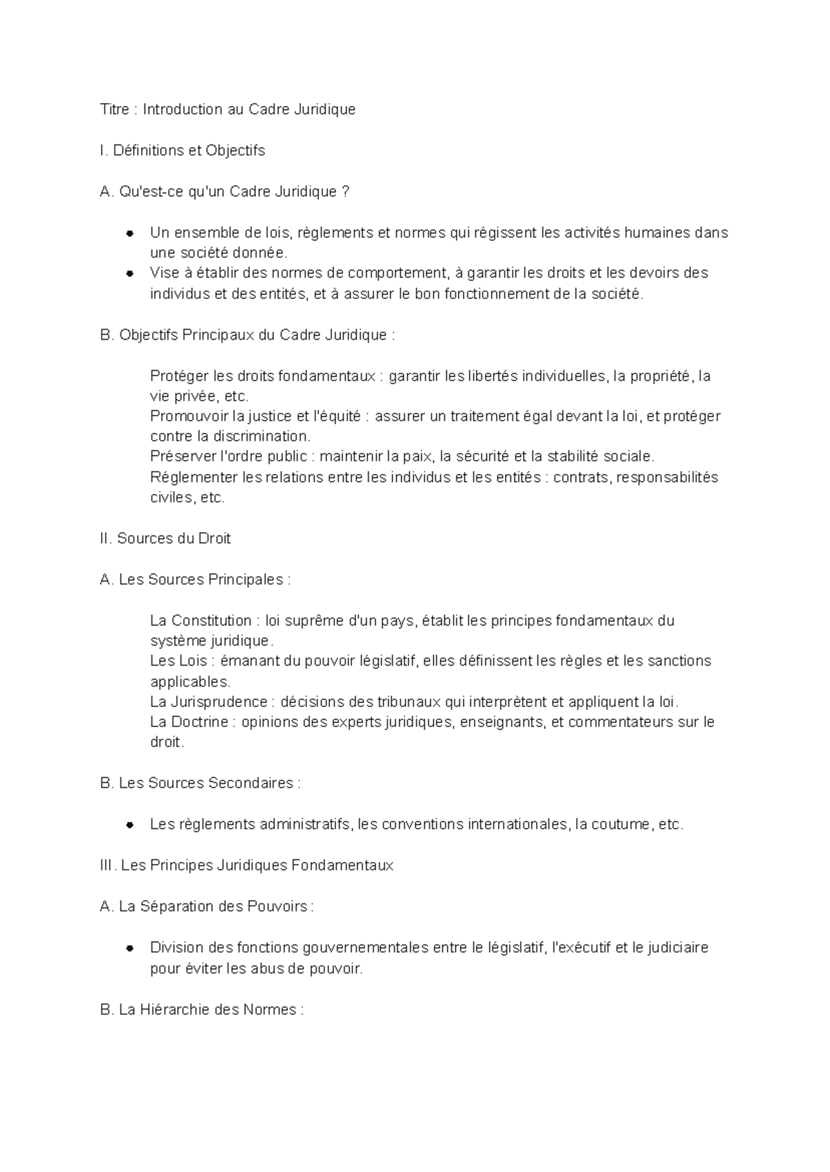 Introduction au Cadre Juridique - Définitions et Objectifs A. Qu'est-ce qu'un Cadre Juridique ...