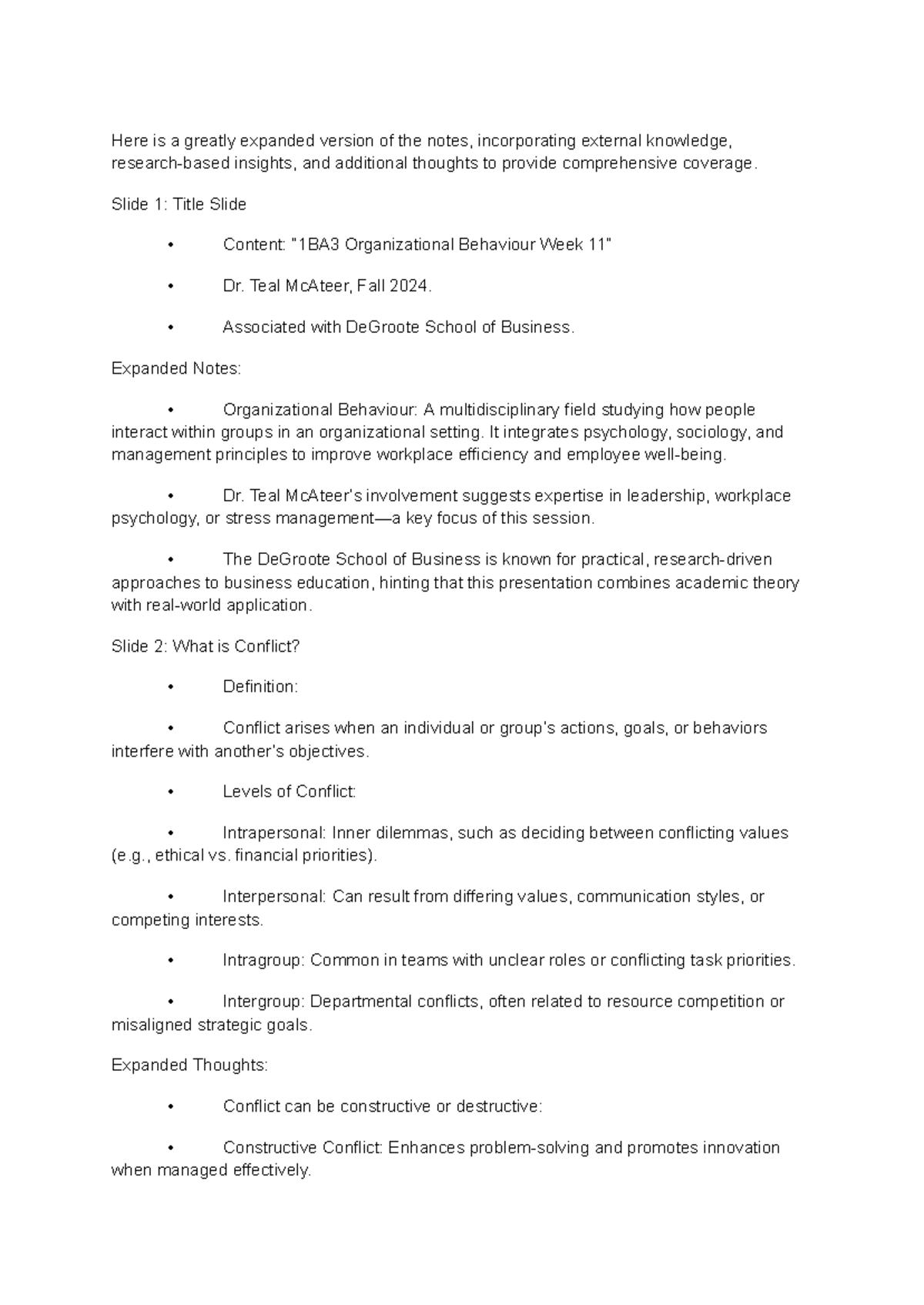 OB assignment 3 - Here is a greatly expanded version of the notes ...