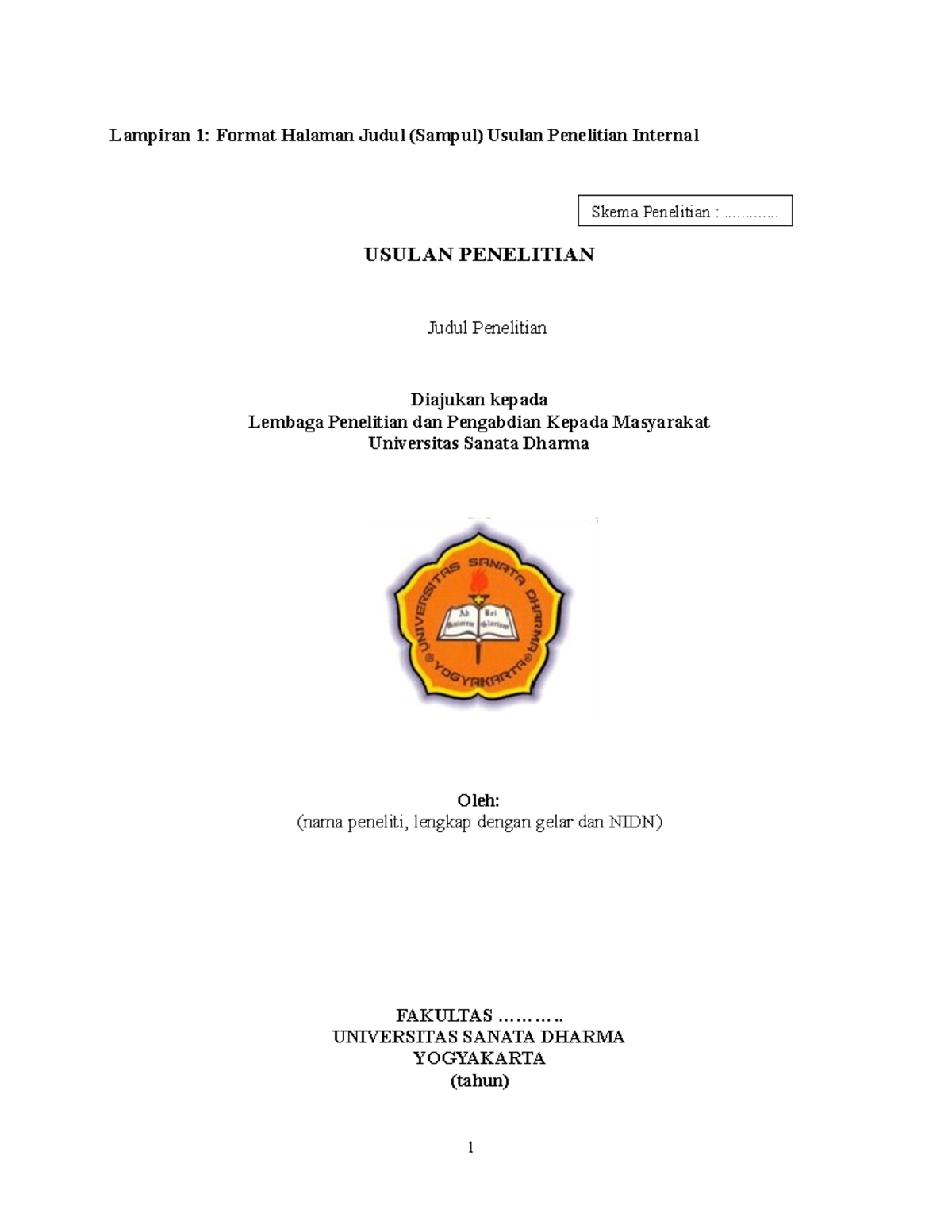 Template Dokumen Penelitian 2903 - Lampiran 1: Format Halaman Judul ...