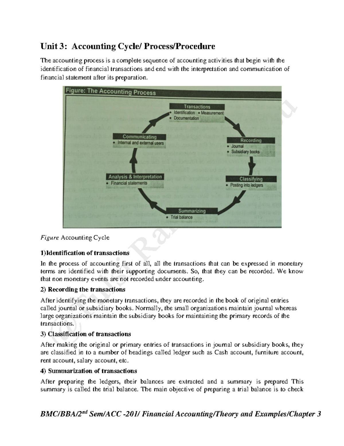 Unit 3 Accounting Process BBA 2nd Sem Theory Formats with Illustrations ...