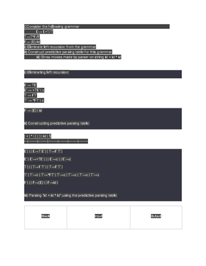 Compiler design - Consider the following grammar S→ (L)/a L→L, S/S I) eliminate the left ...