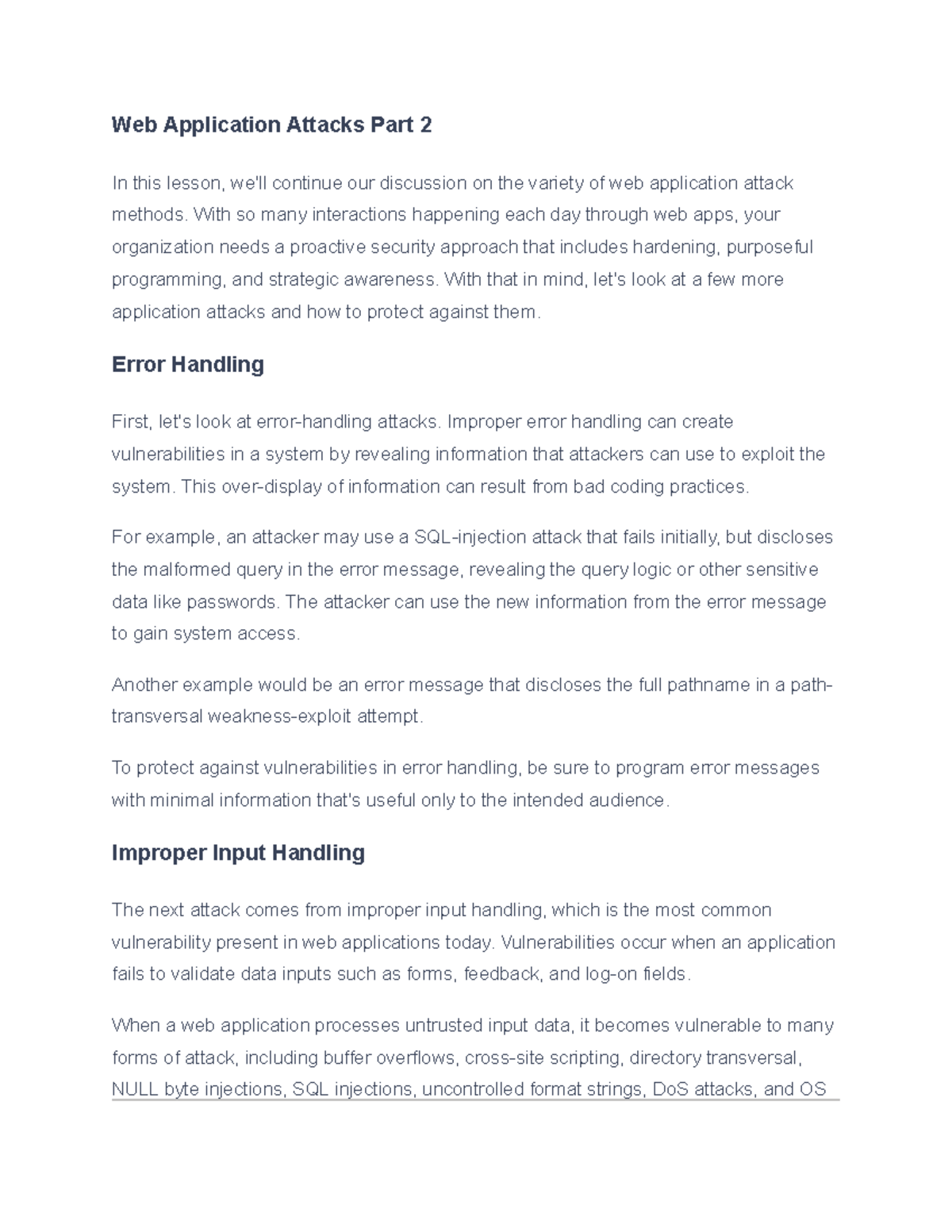 10.3.2 Web Application Attacks 2 - Web Application Attacks Part 2 In this lesson, we'll continue ...