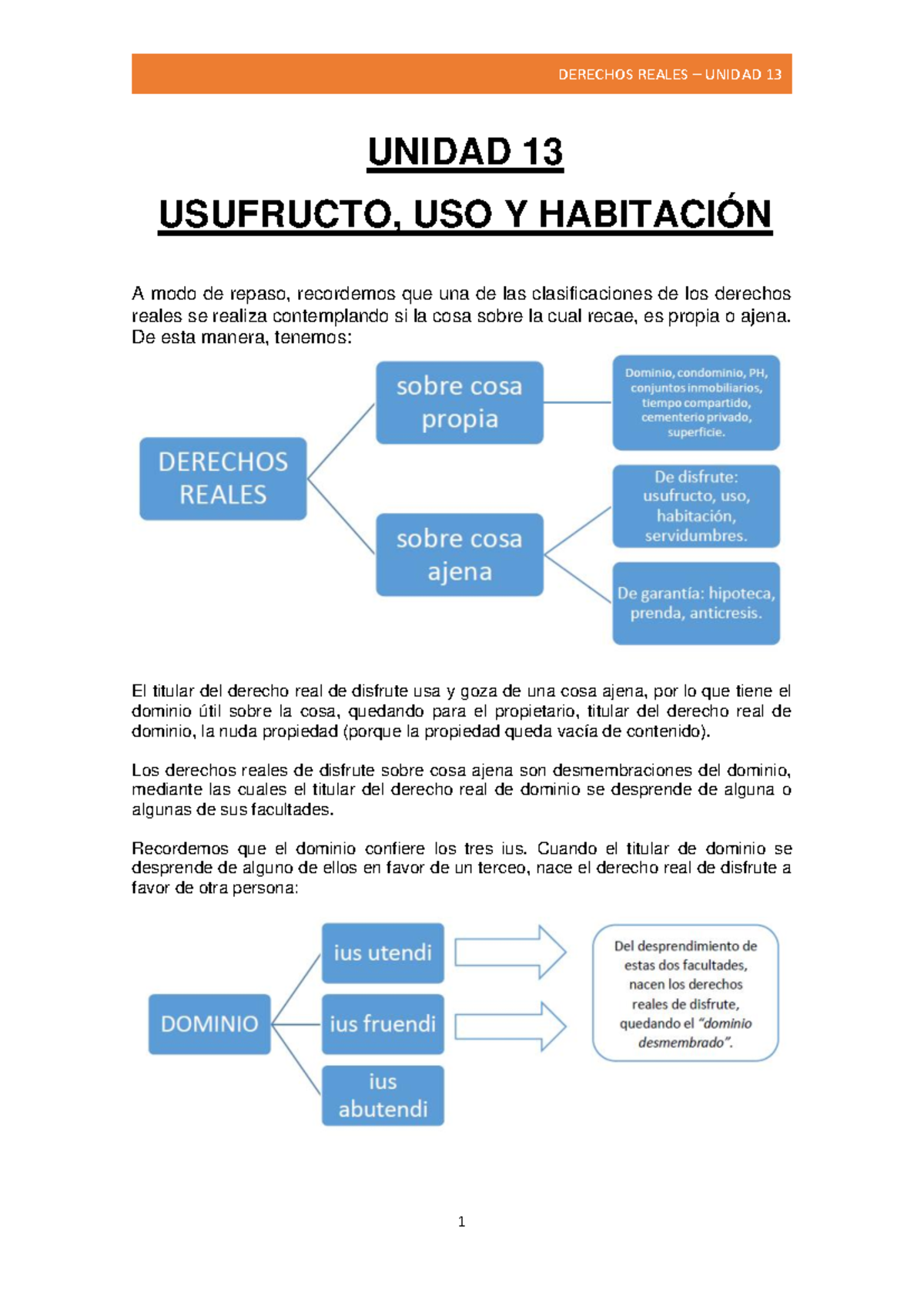U-13 - Usufructo, Uso y Habitaci Ã³n - UNIDAD 13 USUFRUCTO, USO Y HABITACIÓN A modo de repaso ...