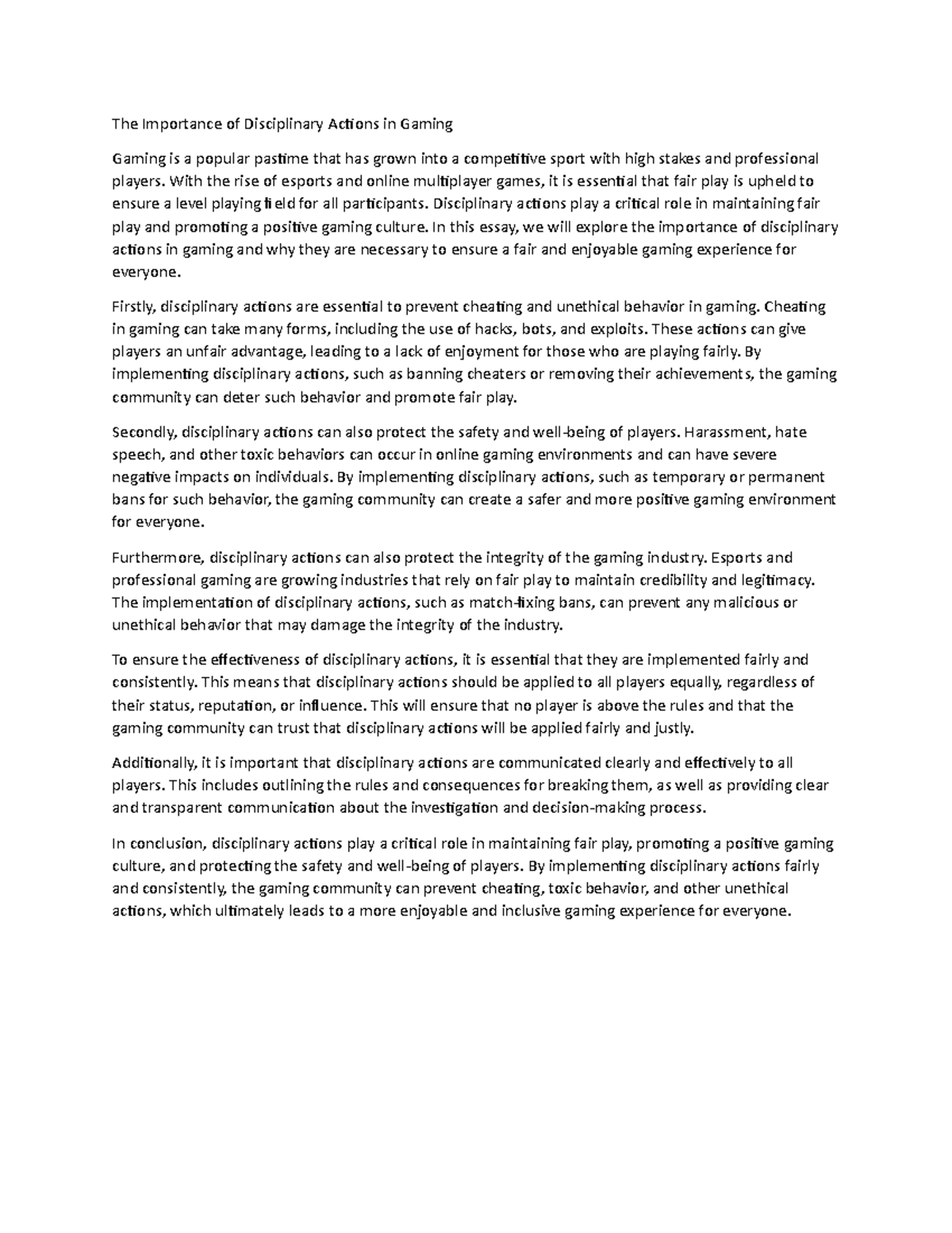 The Importance of Disciplinary Actions in Gaming - With the rise of ...
