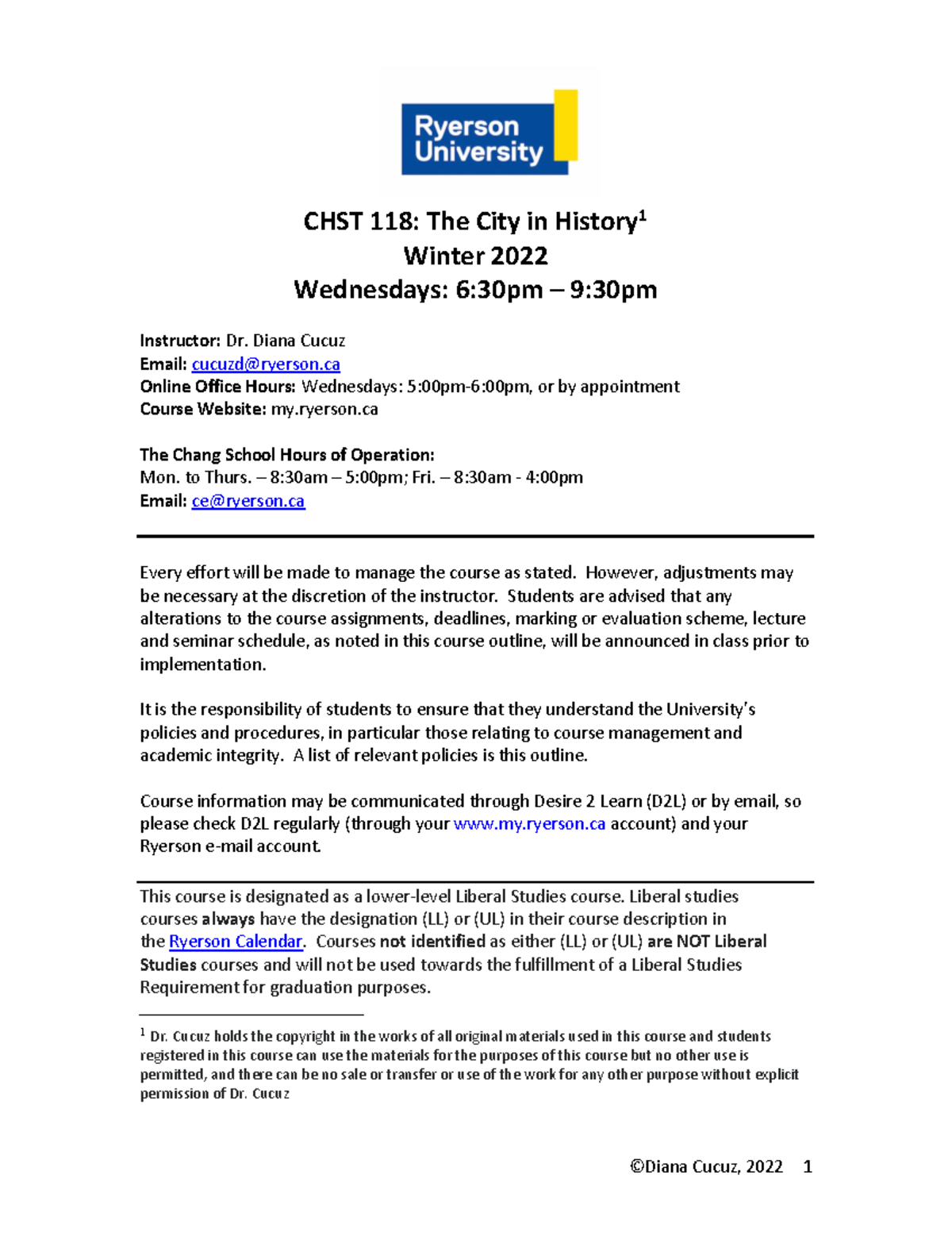 CHST 118 Course Outline - Winter 2022 - CHST 118: The City in History 1 ...