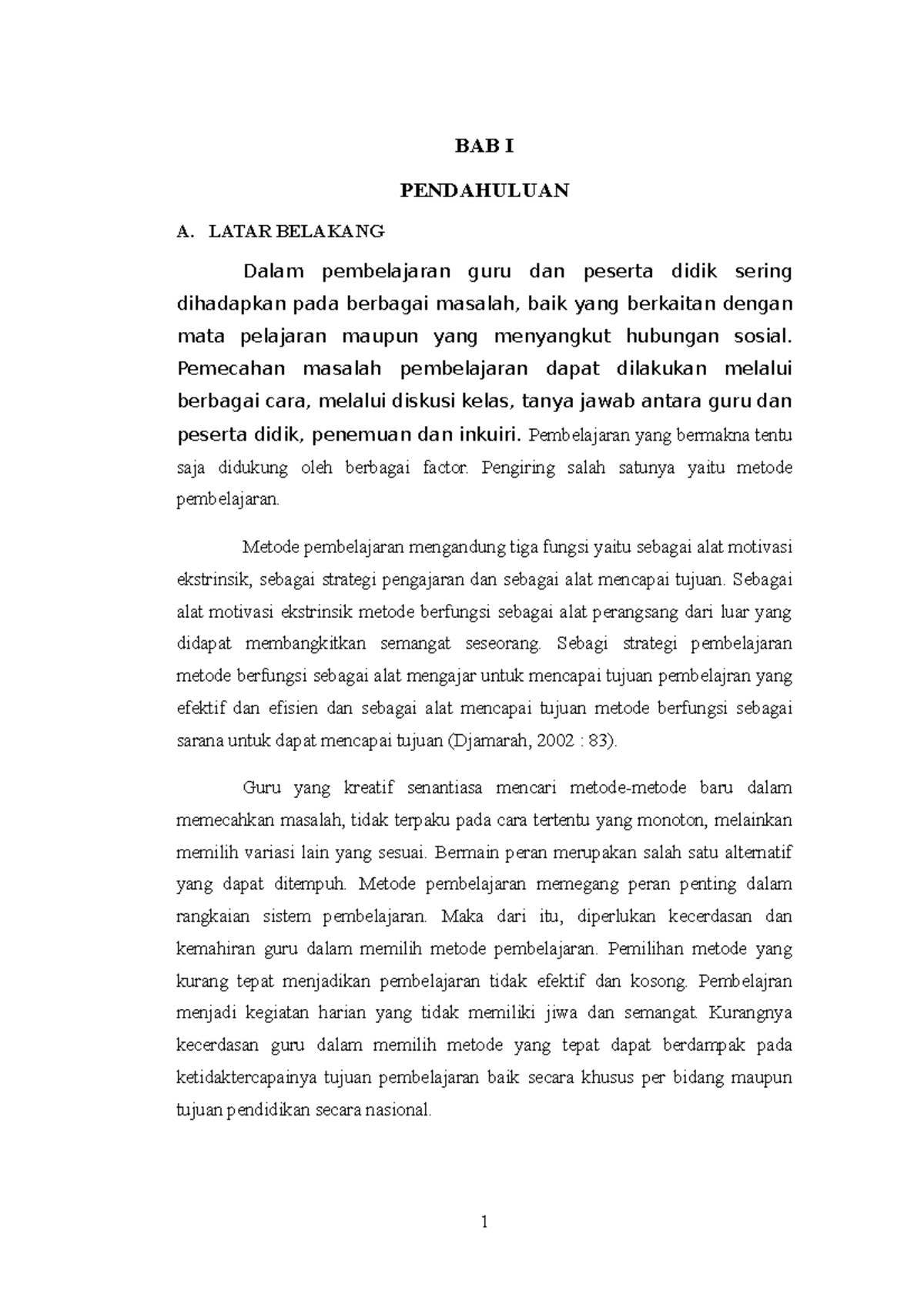 Role Playing - Synopsis role play kedisiplinan - BAB I PENDAHULUAN A ...