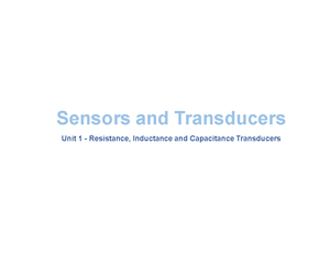 Module-1 - Sensors And TRANSDURES notes are prepared - MODULE 1 ...