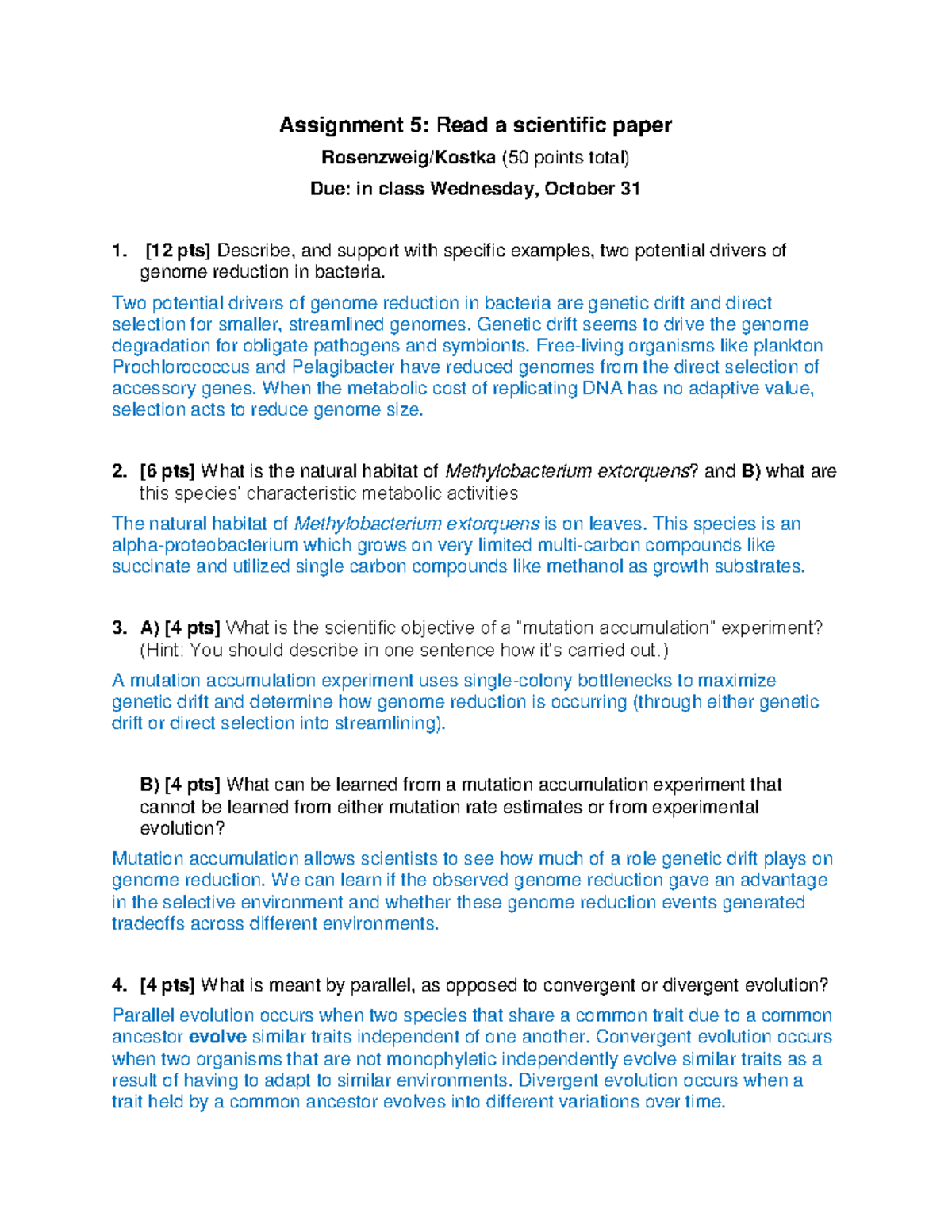 Assignment 5 - Grade: 98/100 - Assignment 5: Read a scientific paper ...