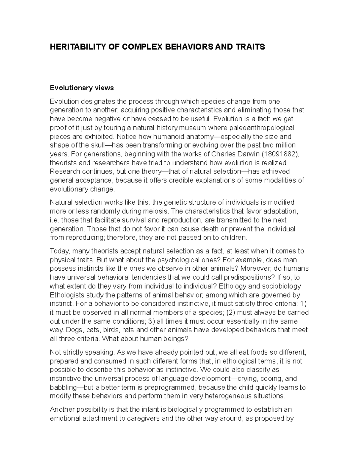 Heritability of complex behaviors and traits - HERITABILITY OF COMPLEX ...