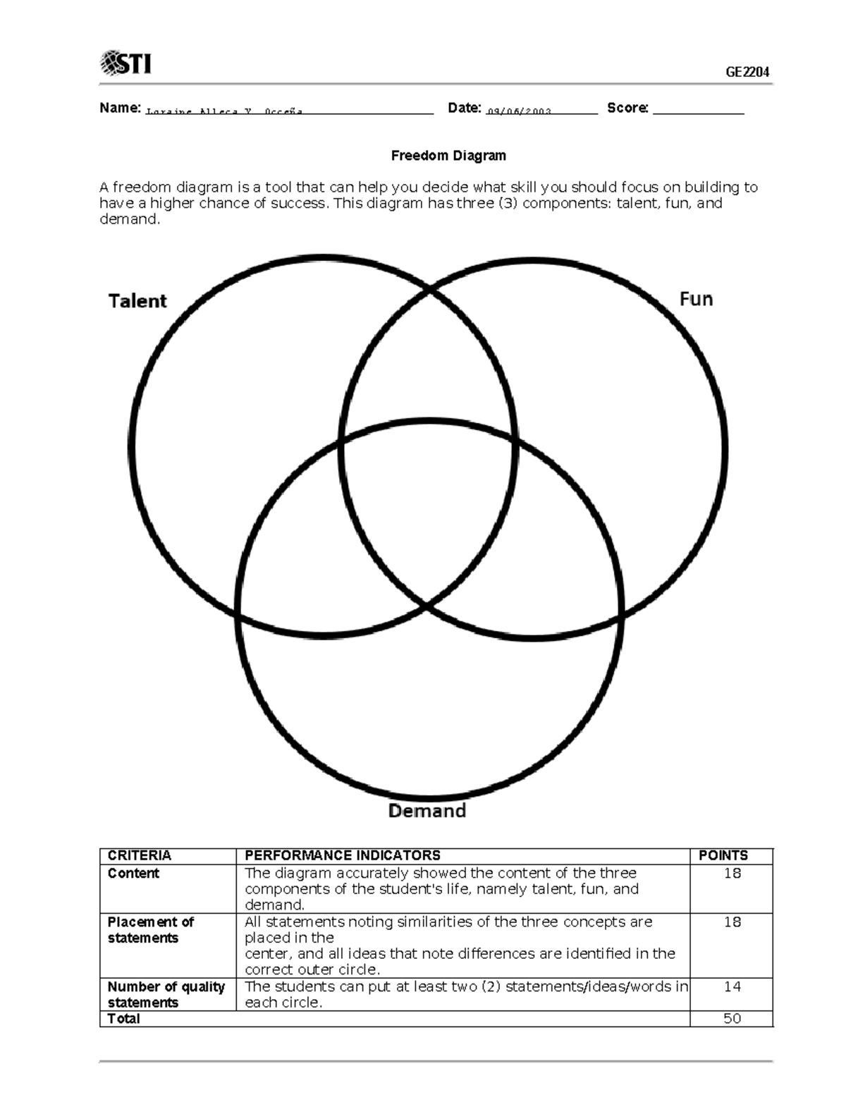 02 Worksheet 19 - hello - GE Name: Date: Score: Freedom Diagram A ...