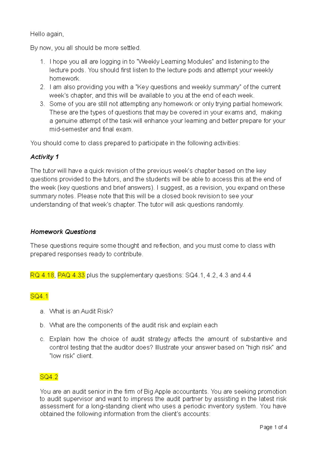Tutorial 4/HW QUESTIONS - 200535 - UWS - Studocu