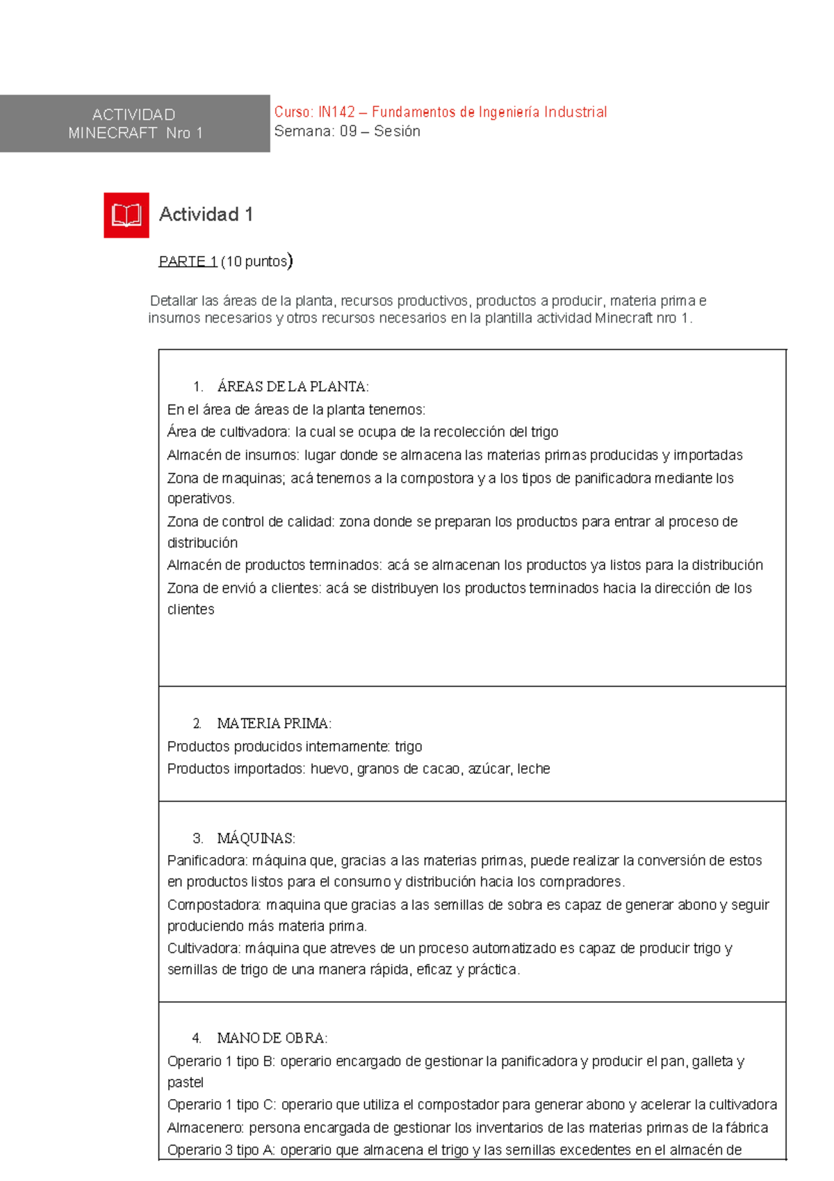 IN142 Plantilla Actividad Minecraft 1 - Curso: IN 142 – Fundamentos de ...