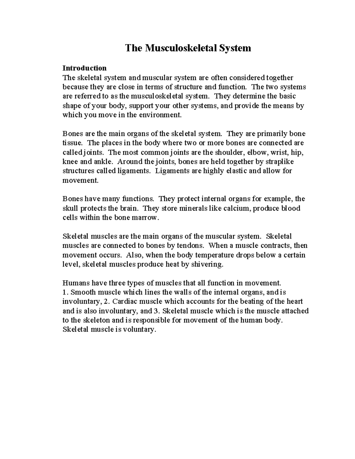 02 Skeletal-Muscular System - The Musculoskeletal System Introduction ...