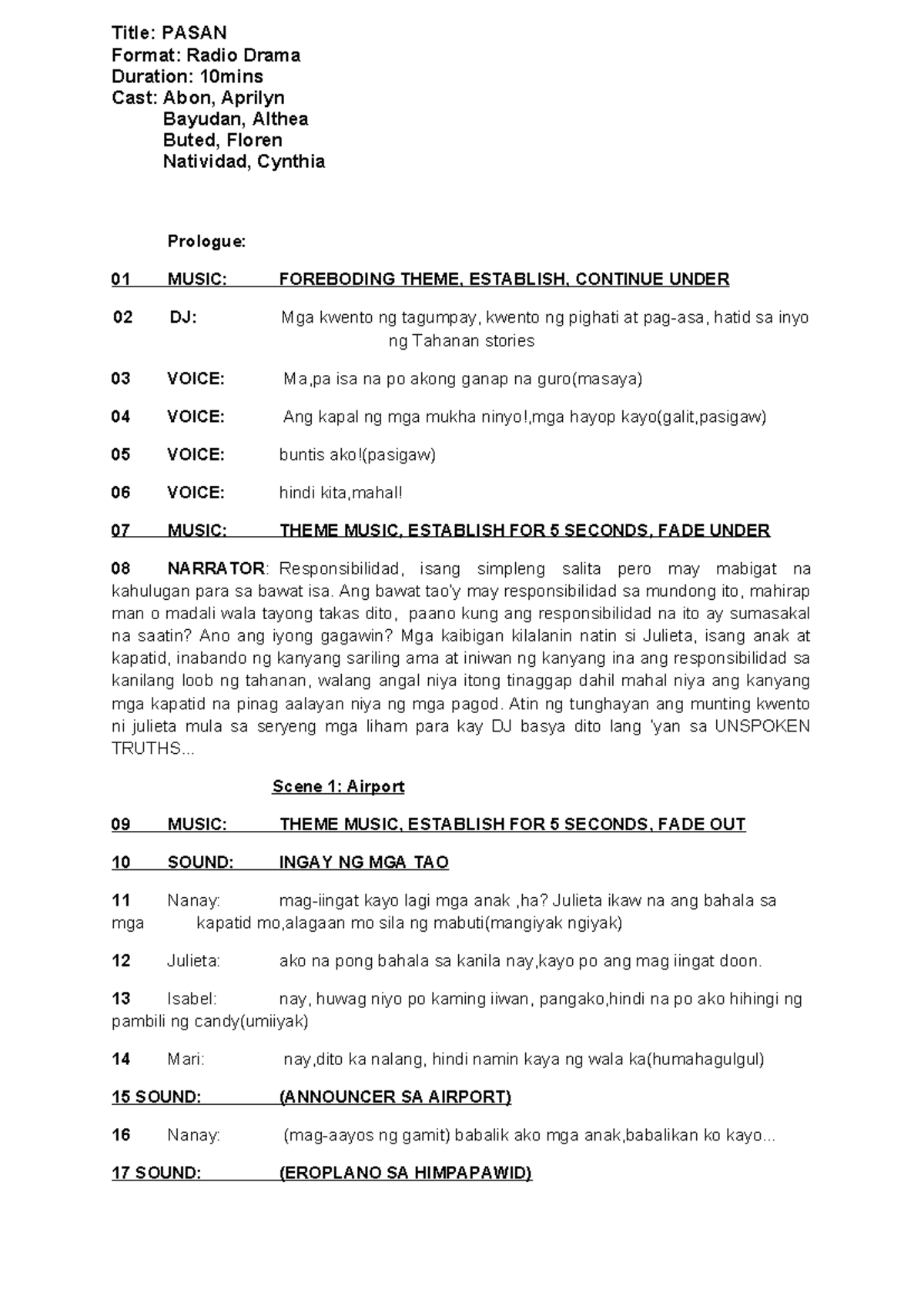 Entry- Radio- Drama - Format: Radio Drama Duration: 10mins Cast: Abon ...