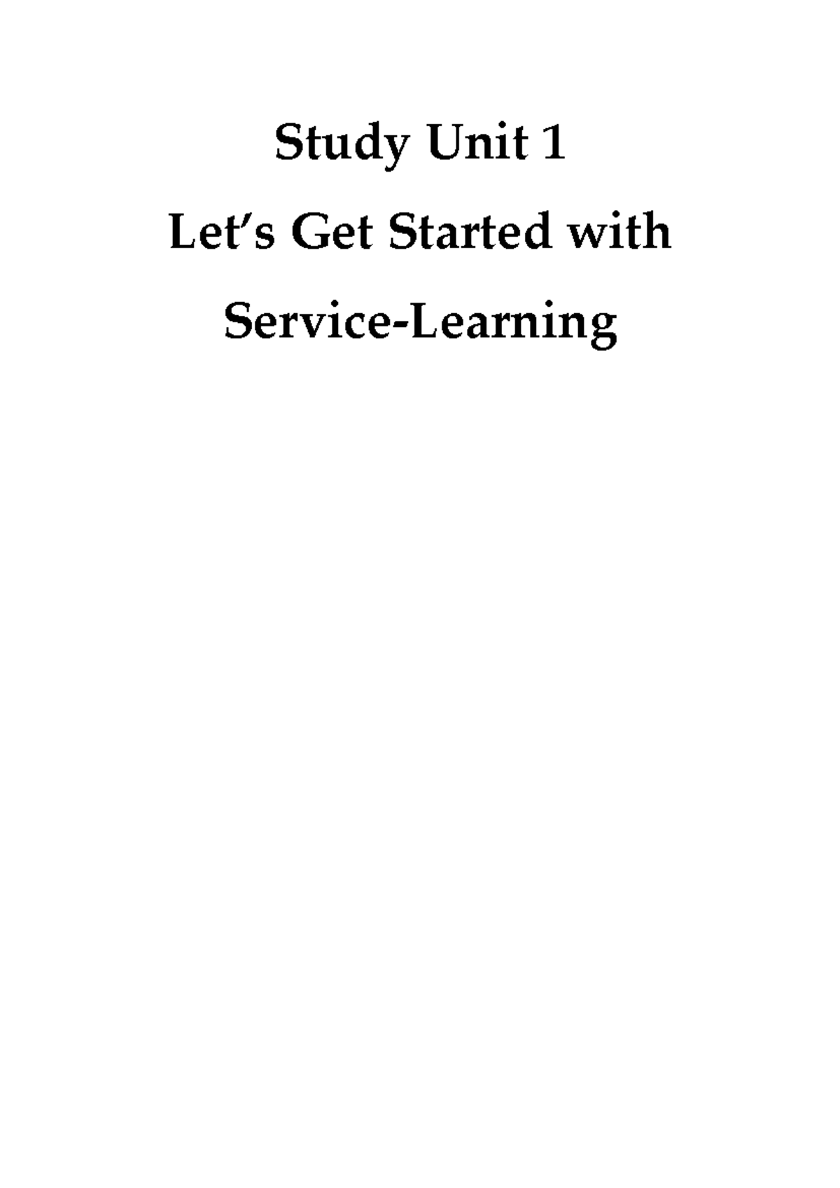 NIE301 Study Unit 1 - SU1 notes - Study Unit 1 Let’s Get Started with ...