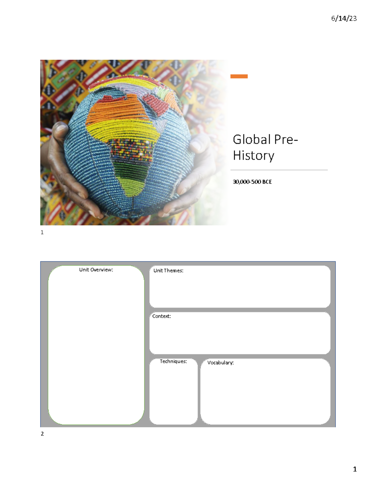 2023 24 APAH Notebook PT 1 Small - Global Pre- History 30,000-500 BCE 1 ...