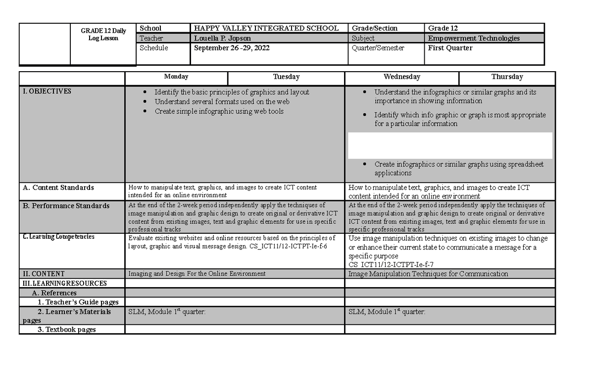 DLL-WEEK 5 TO 6 - TO BE GUIDED - GRADE 12 Daily Log Lesson DAILY LESSON ...