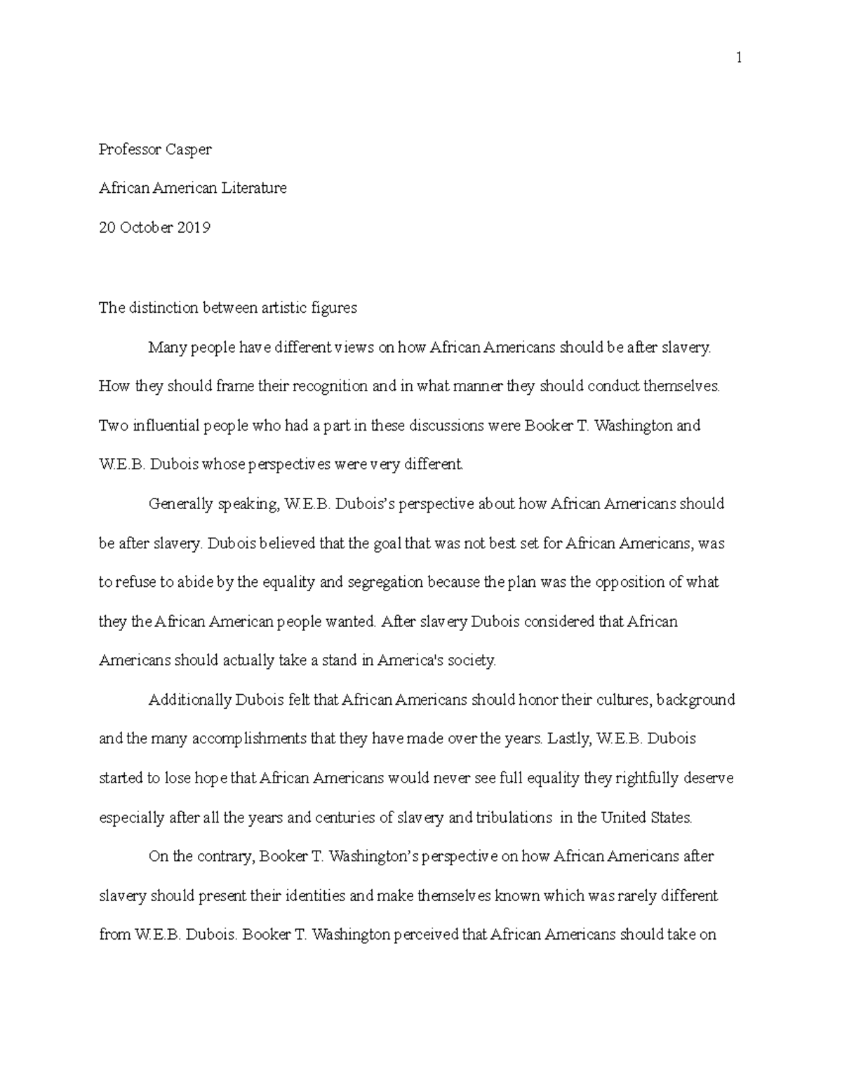 African American Literature - 1 Professor Casper African American ...