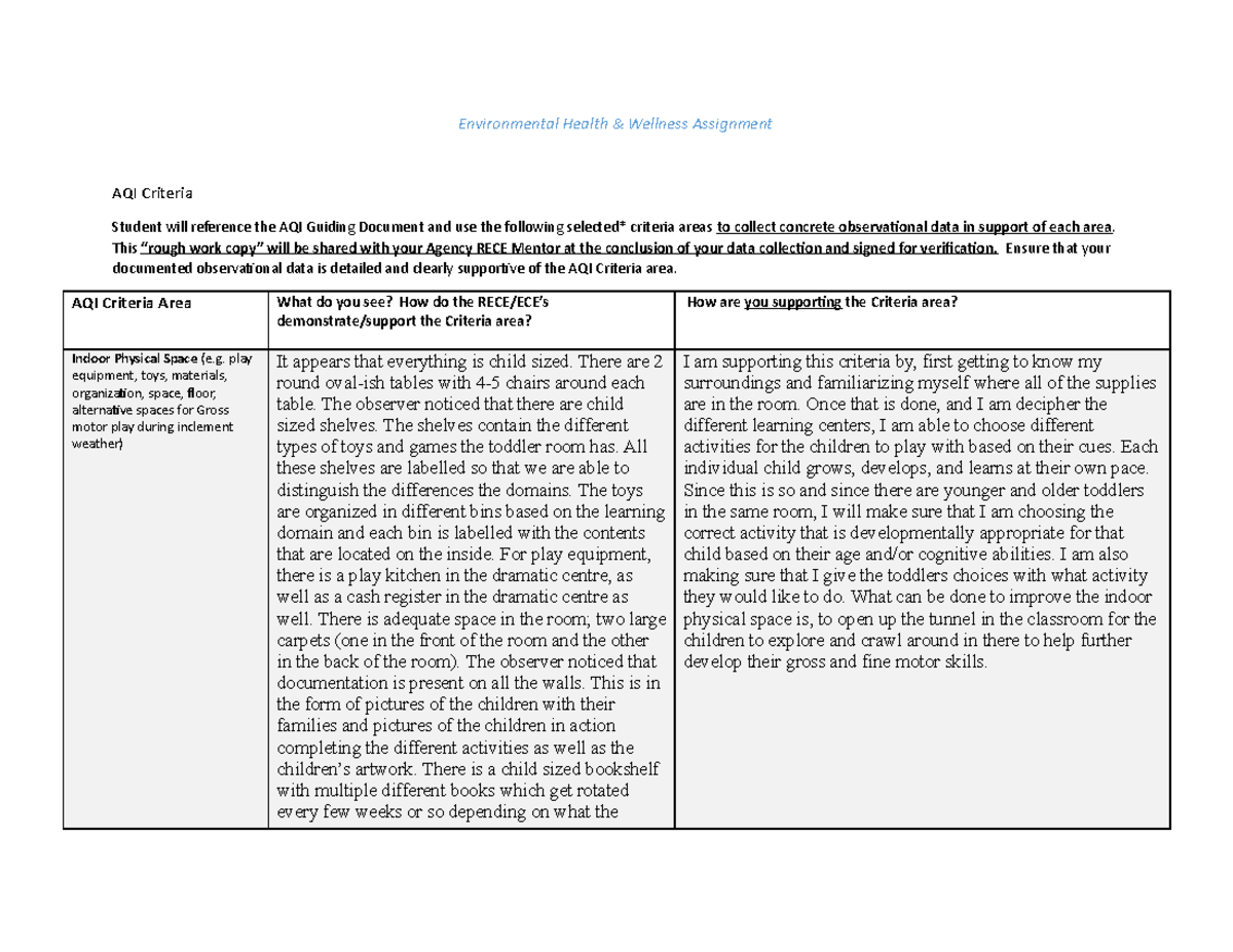 Environmental Health - lecture notes - Environmental Health & Wellness ...