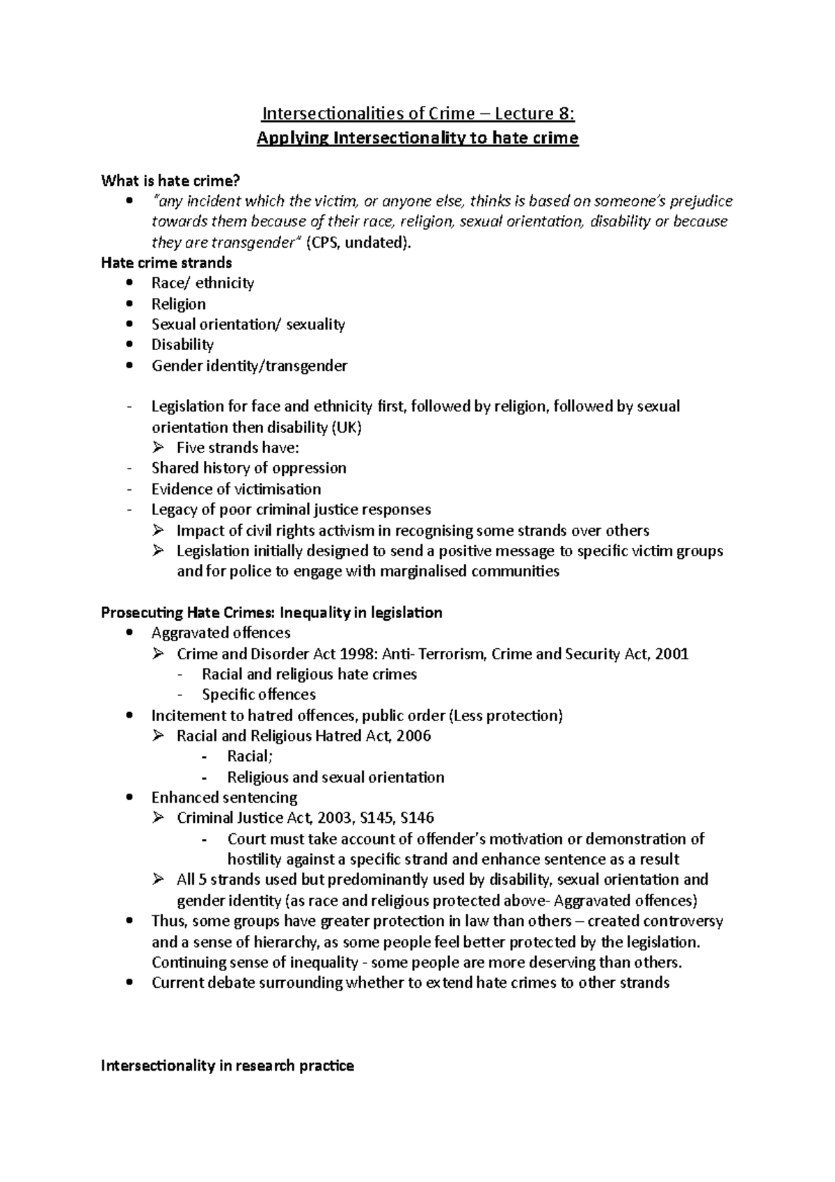 Intersectionalities of Crime – Applying intersectionality to hate crime ...