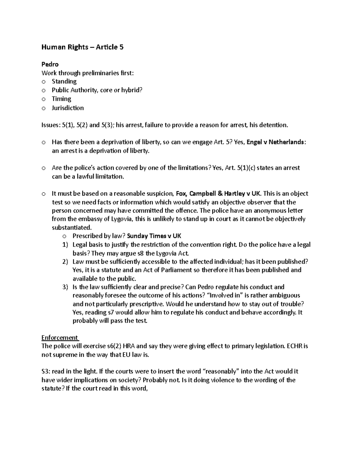 Human Rights II SGS Work - Human Rights – Article 5 Pedro Work through ...