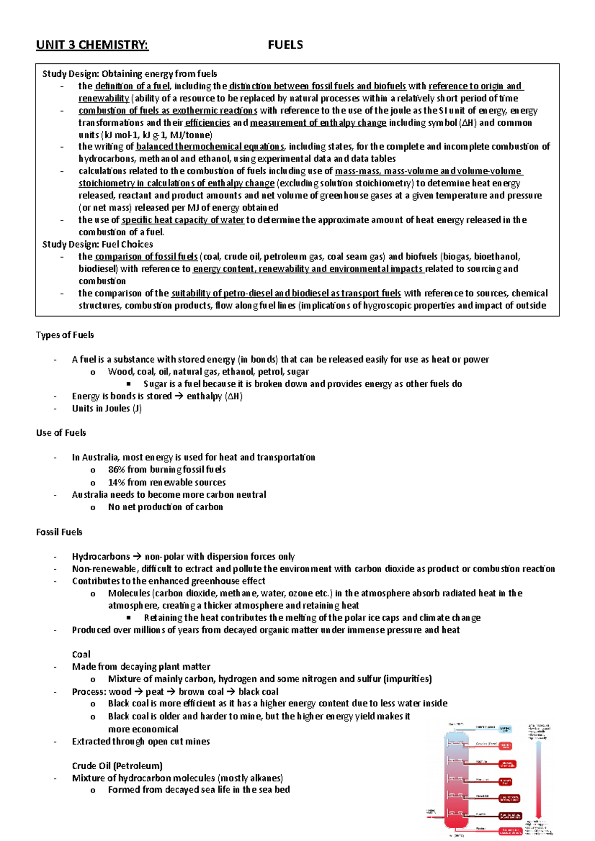 N8BP-chem-fuels - summary on fuels - UNIT 3 CHEMISTRY: FUELS Types of ...