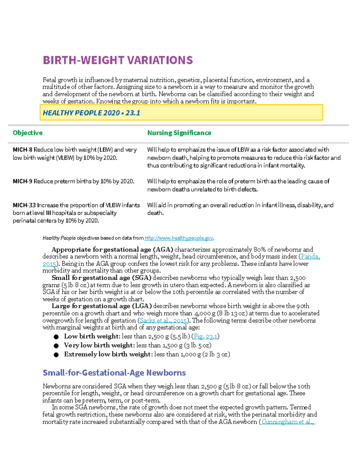 Copy of women s chapter 23 textbook - BIRTH-WEIGHT VARIATIONS Fetal ...