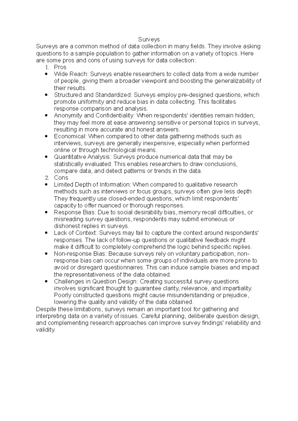 Surveys - survey - Surveys Surveys are a common method of data ...