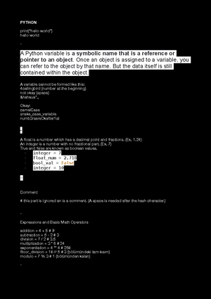 Python 1. test soruları - PYTHON 3 TEST SORULARI 1şağıdaki programın ...