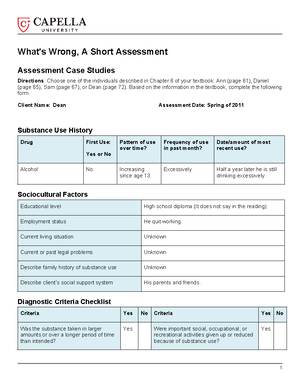 Cf week 2 assignment - case study - What's Wrong, A Short Assessment ...