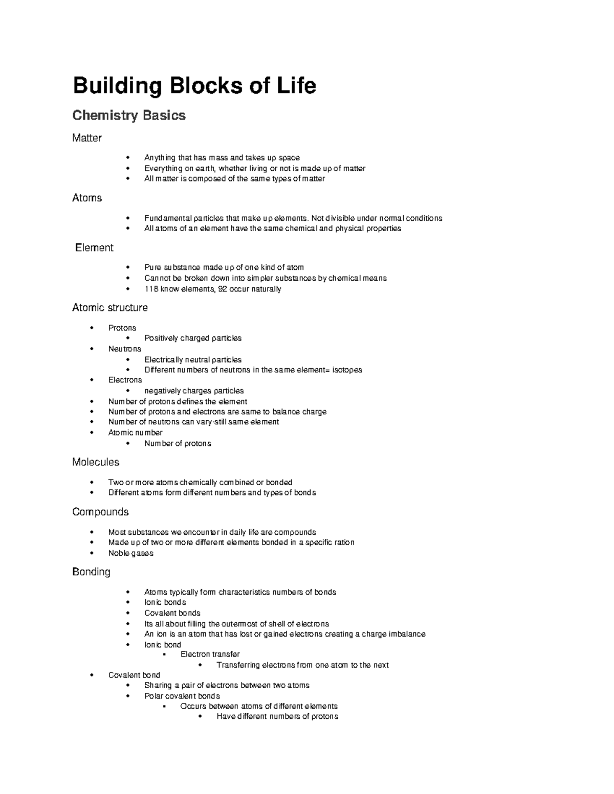 Chemistry basics - matter, atoms, elements, molecules - Building Blocks ...