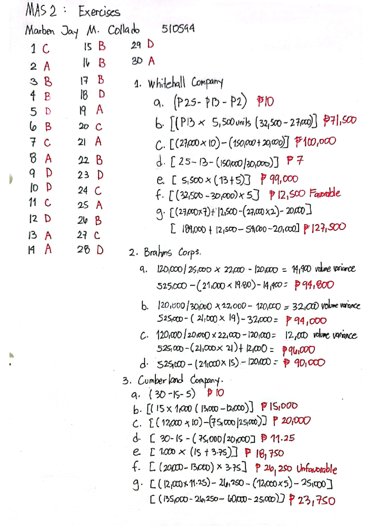 Mas2-Exerciseee - MAS 2 Exercises Marben Jay M. Collado 510594 1 C 15 B ...