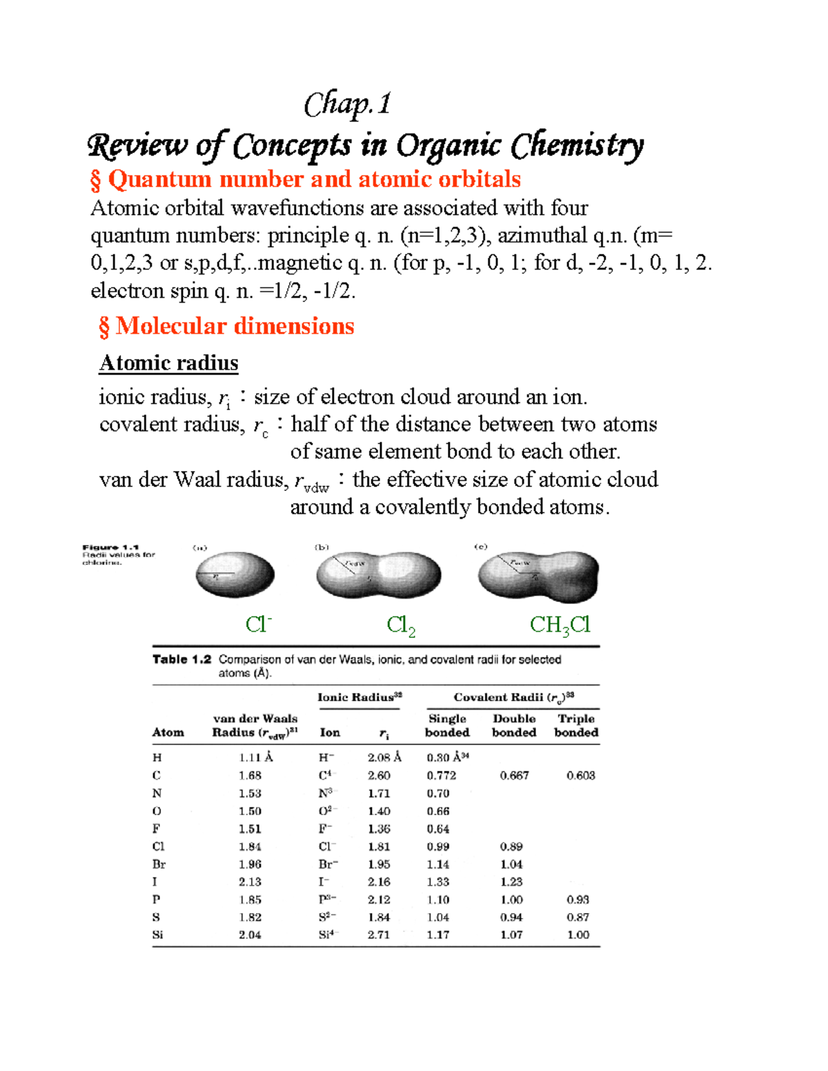Review of concepts in organic chemistry - Review of Concepts in Organic ...